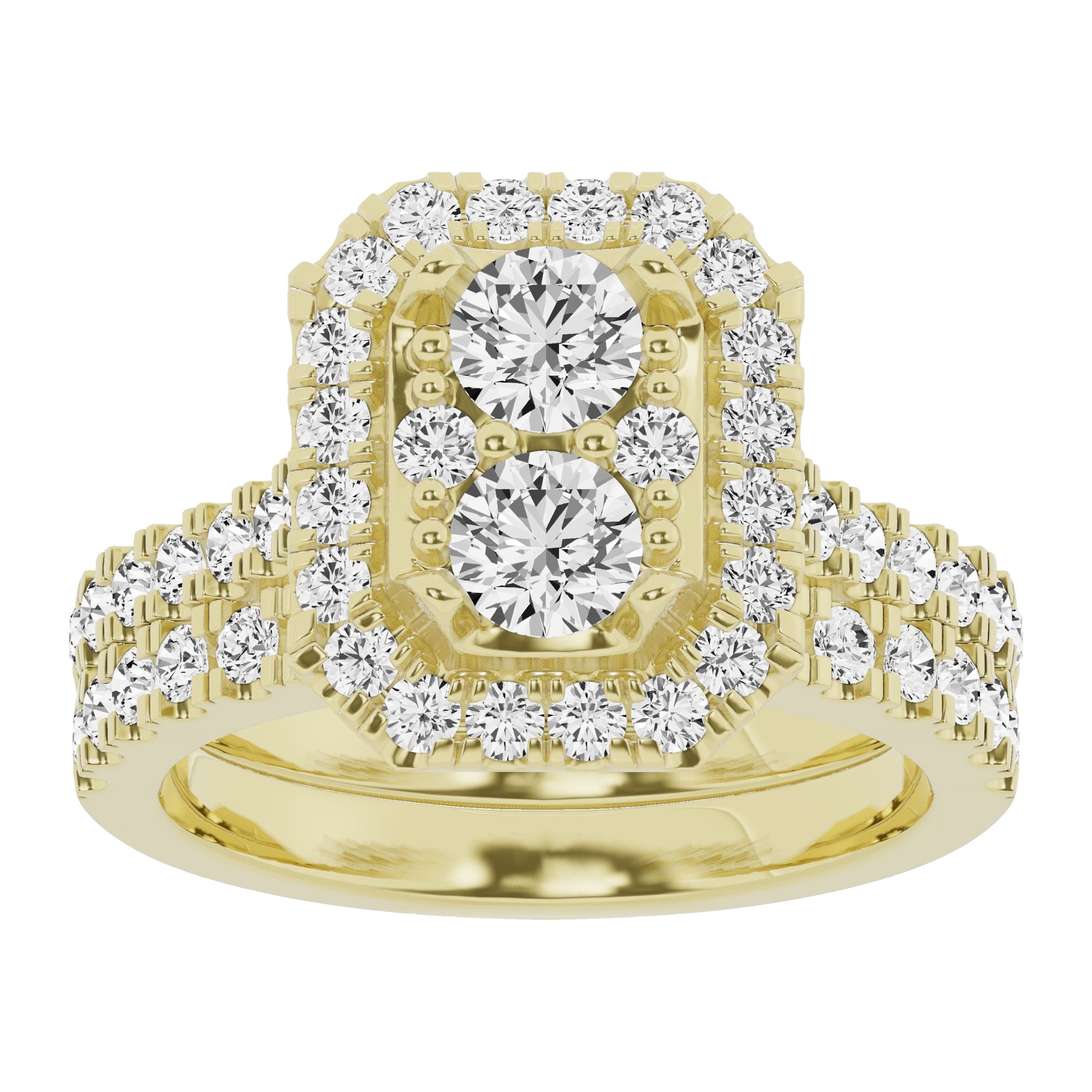 Unique Moments Lab Grown 2 Carat Diamond Radiant Bridal Set, Engagement ...