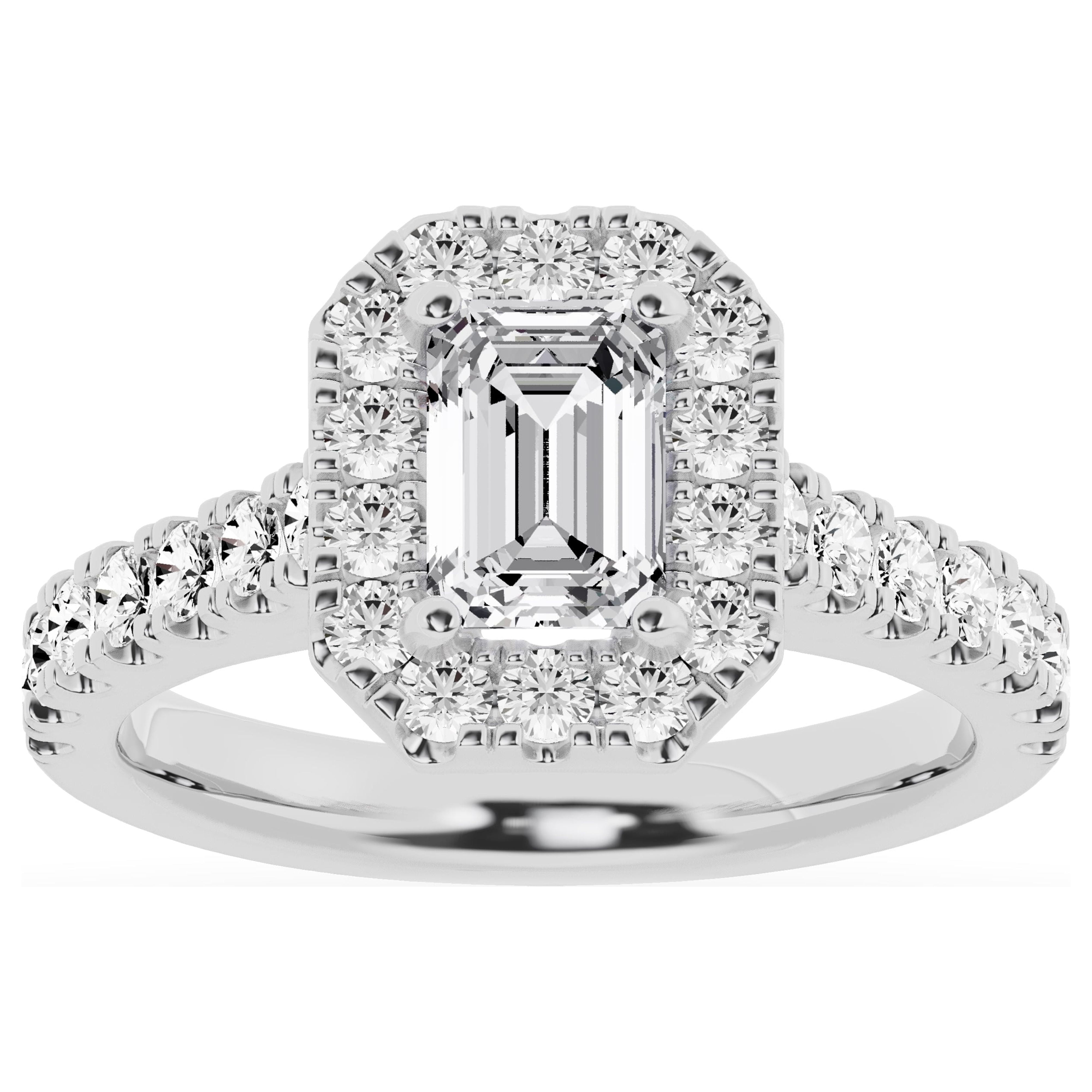 Unique Moments Lab Grown 2 ct Diamond Engagement Ring Emerald Halo ...