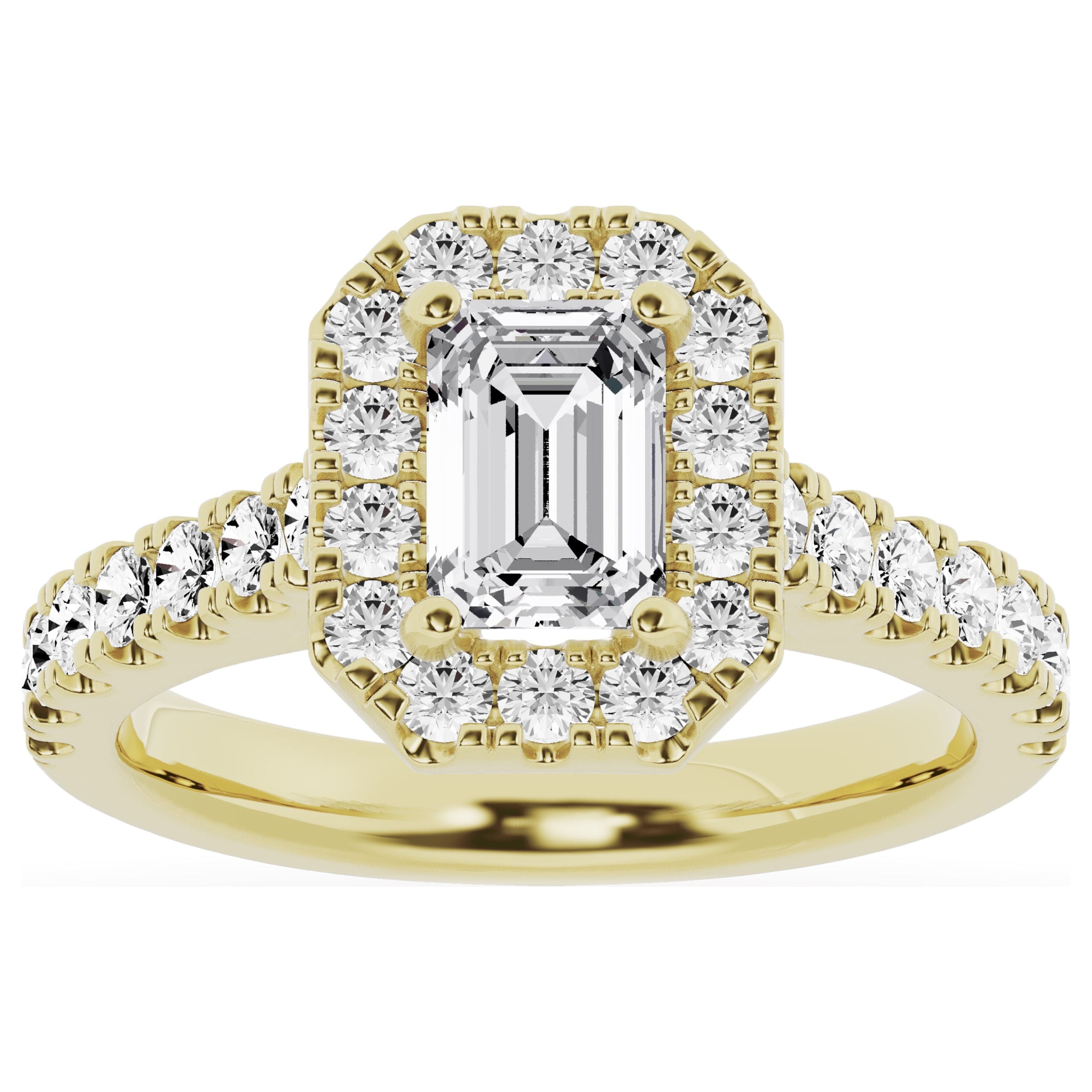 Unique Moments Lab Grown 2 ct Diamond Engagement Ring Emerald Halo ...