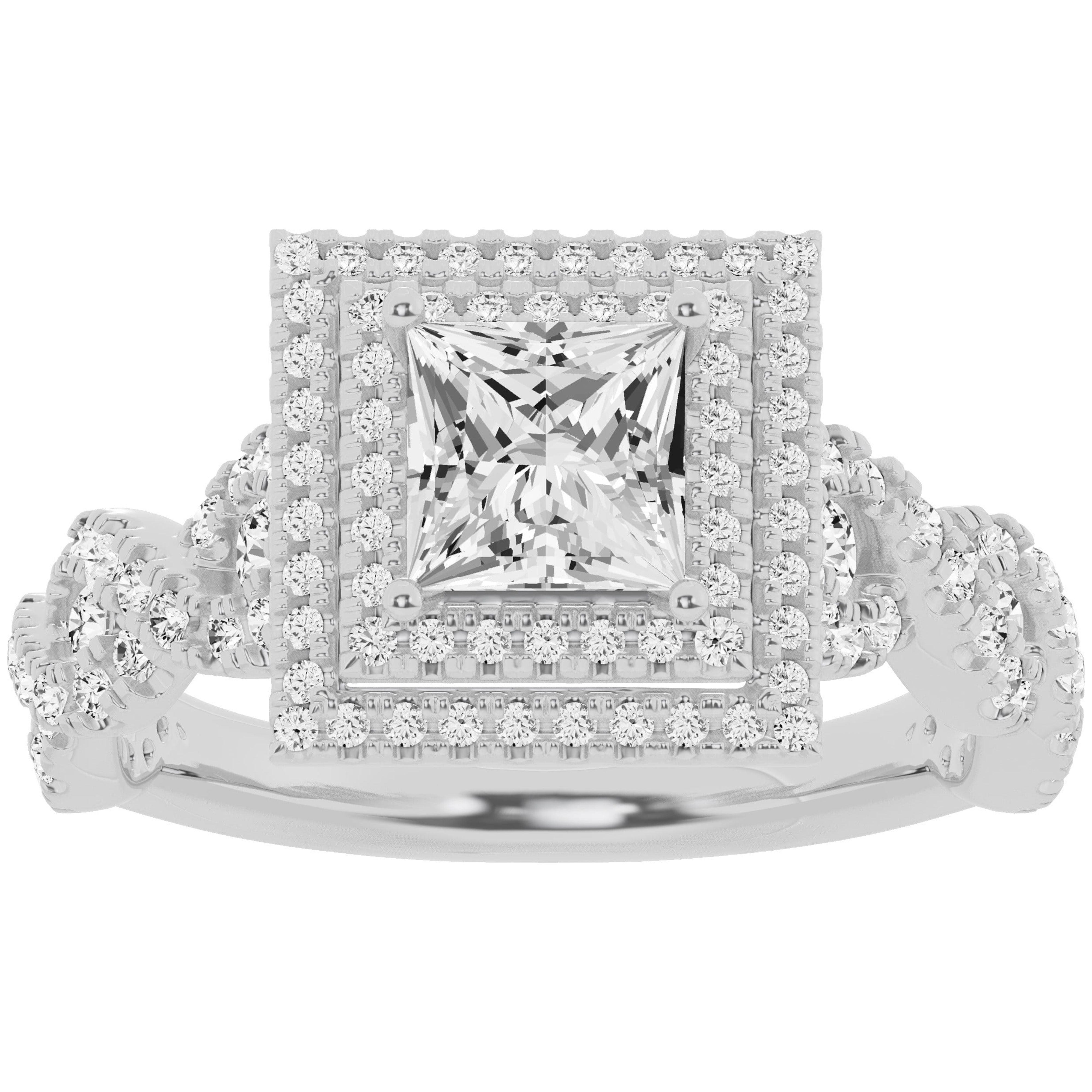 Unique Moments Lab Grown 2ct Princess Cut Diamond Halo Infinity ...