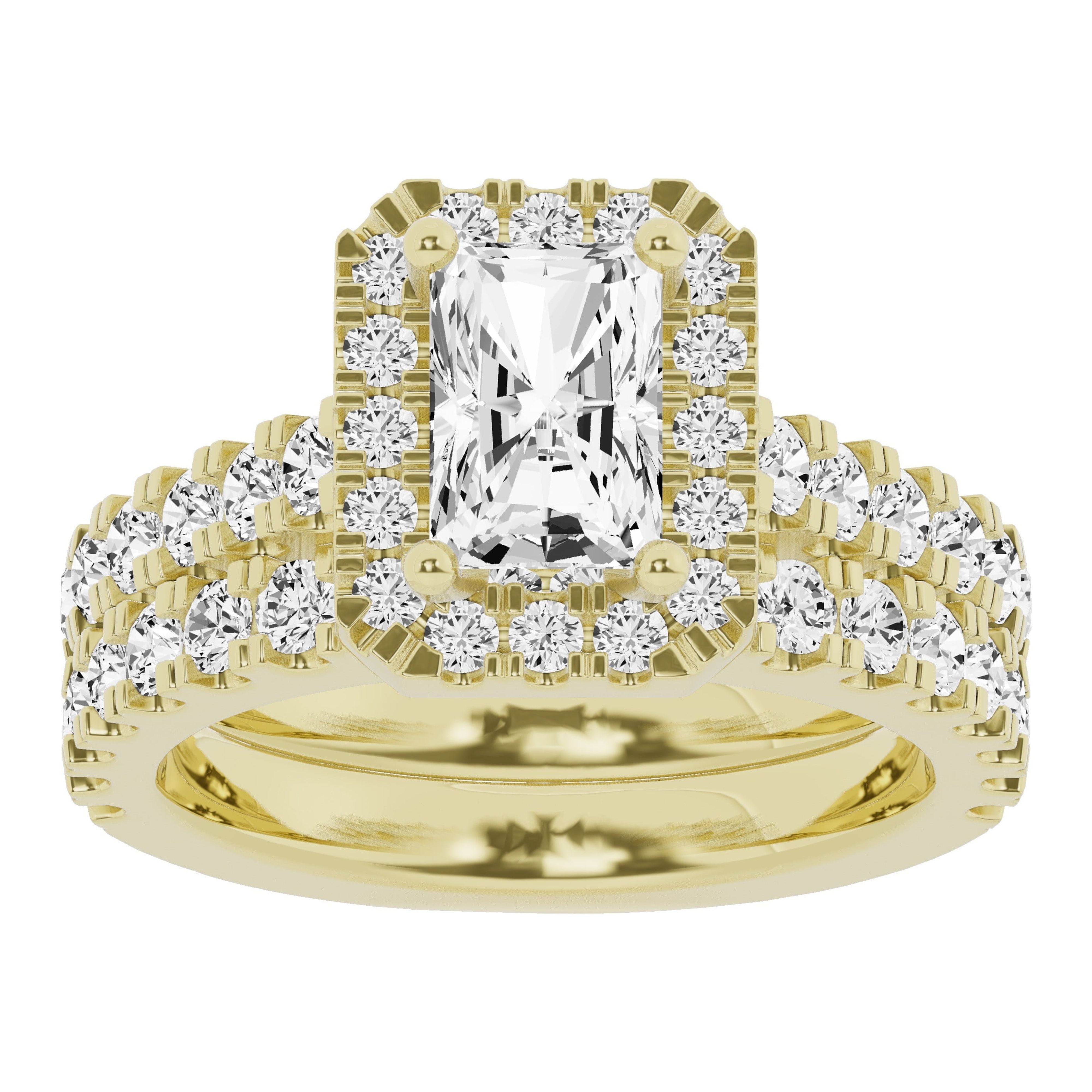 Unique Moments Lab Grown 3 Carat Diamond Radiant Solitaire Bridal Set ...