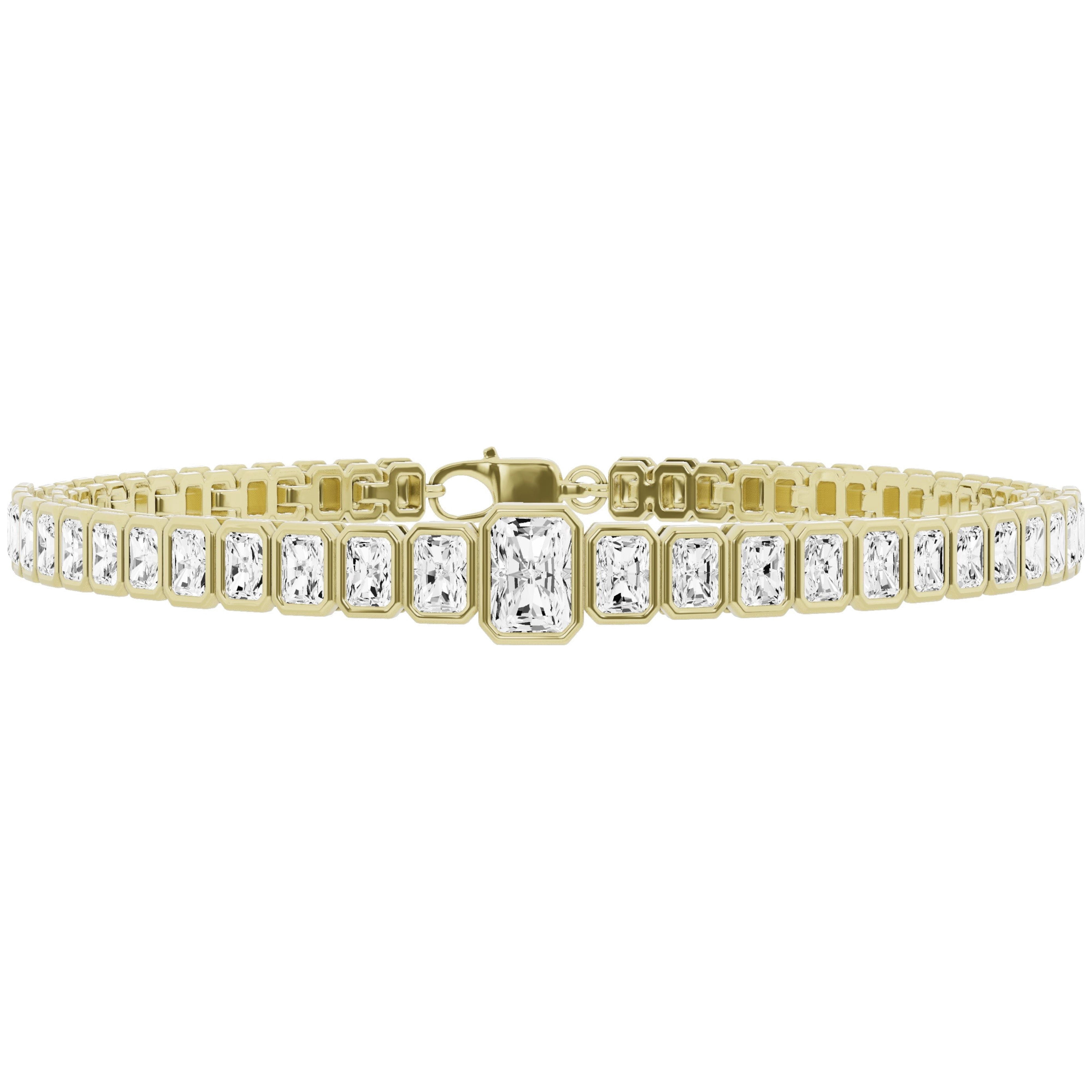 Unique Moments Lab Grown 3 Carat Radiant Diamond Bracelet 14K Yellow ...