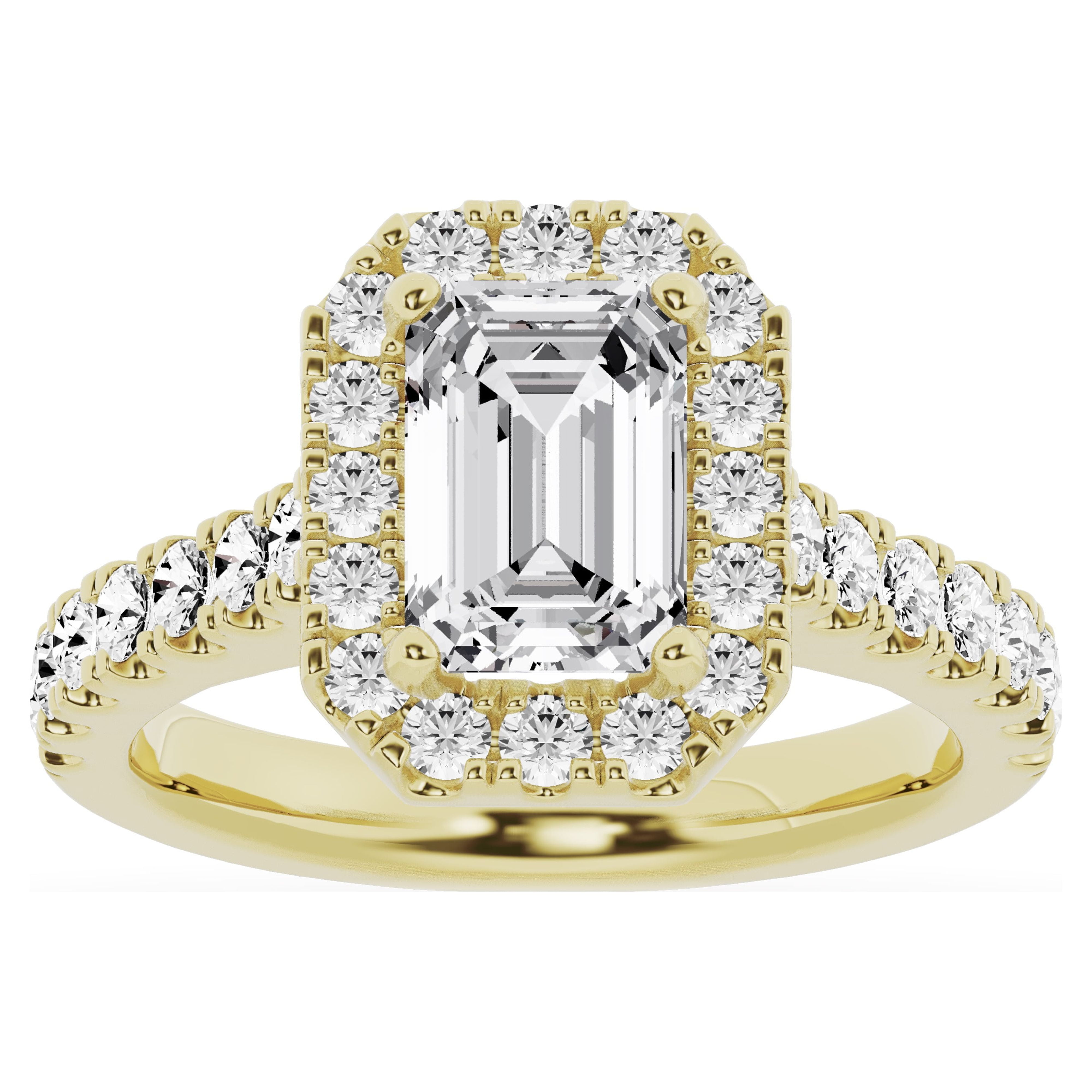 Unique Moments Lab Grown 3 ct Diamond Engagement Ring Emerald Halo ...