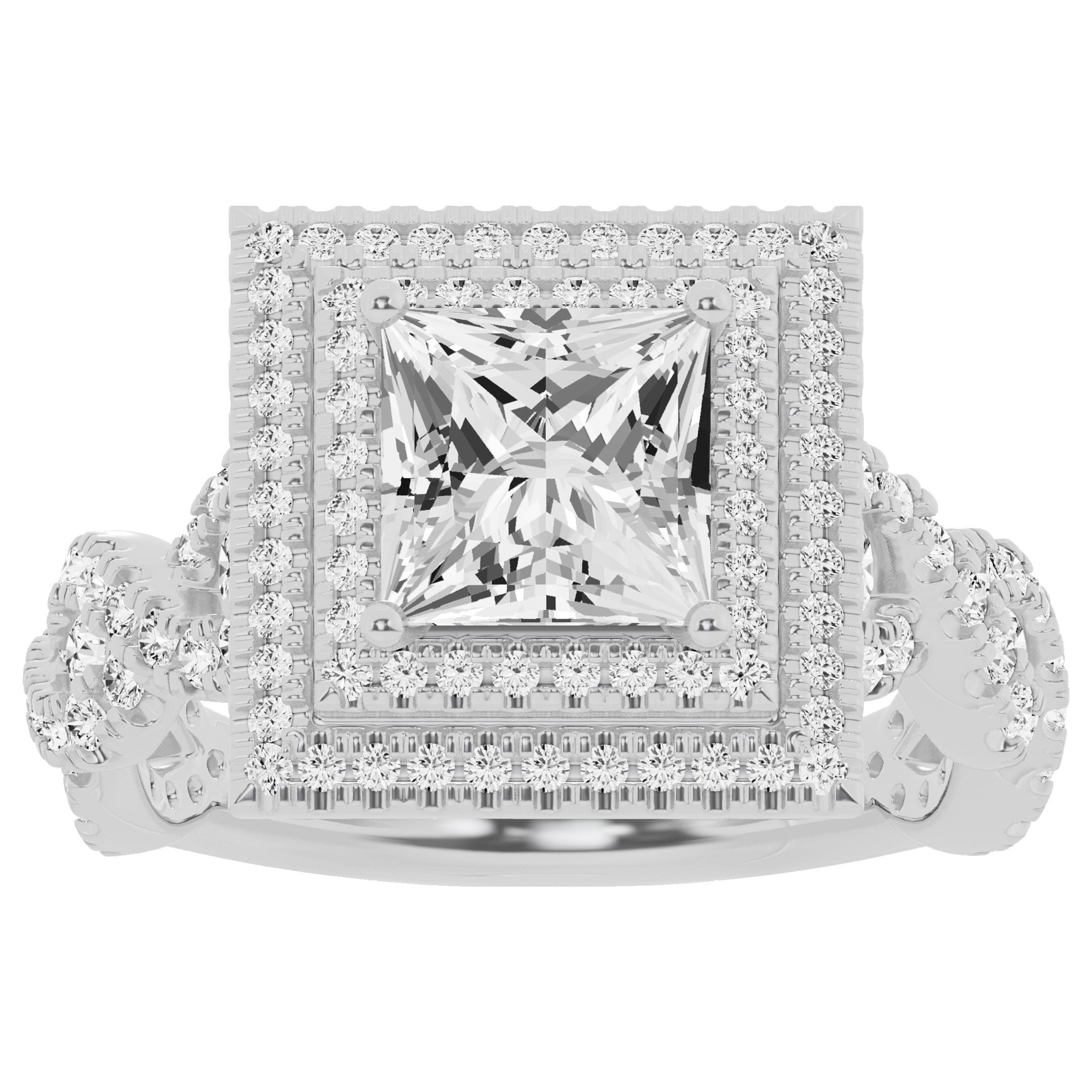 Unique Moments Lab Grown 3 ct Princess Cut Diamond Halo Infinity ...