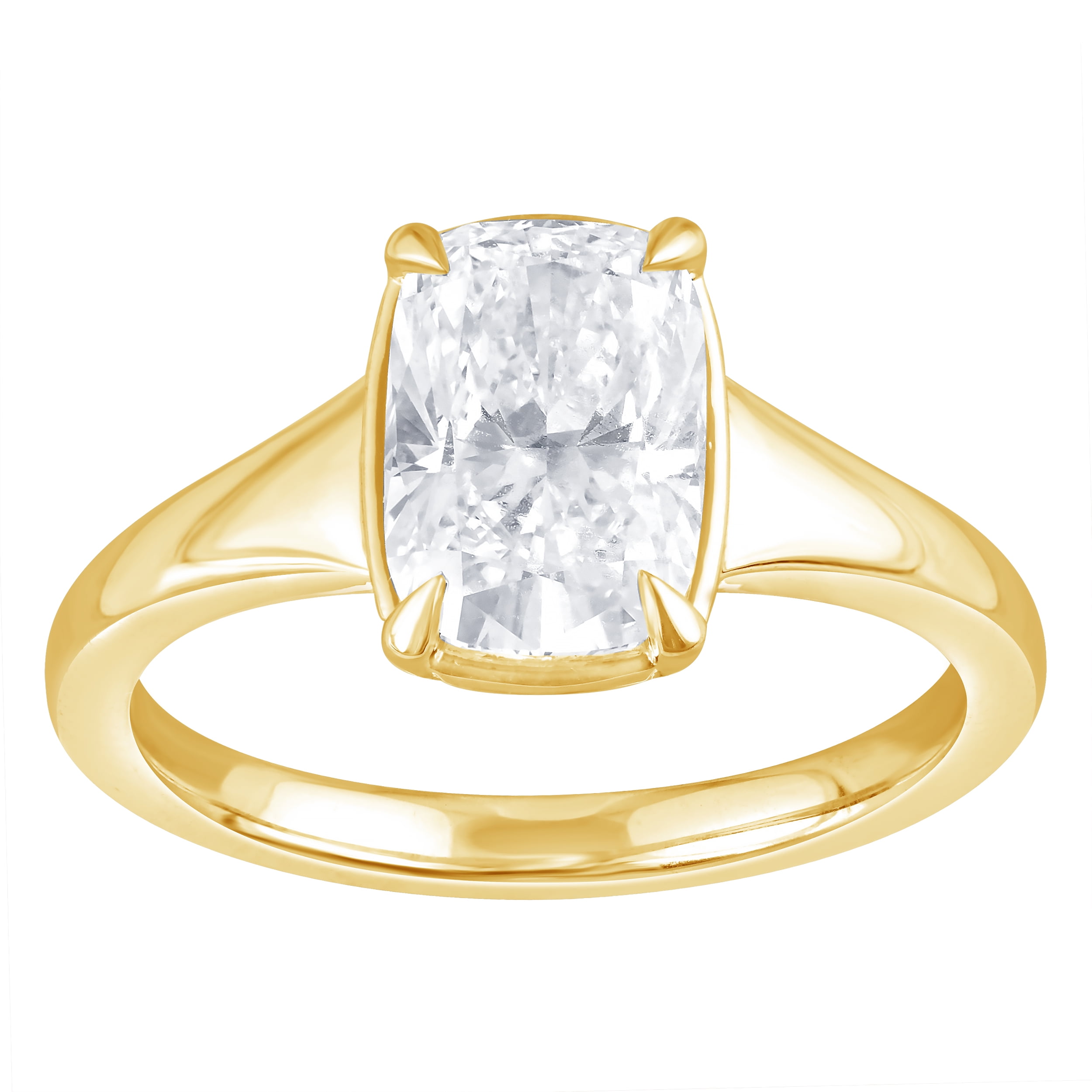 Brilliance Fine Jewelry Women's 2.00 Ct Cushion Lab Grown Diamond Ring Yellow Gold over 925 ...