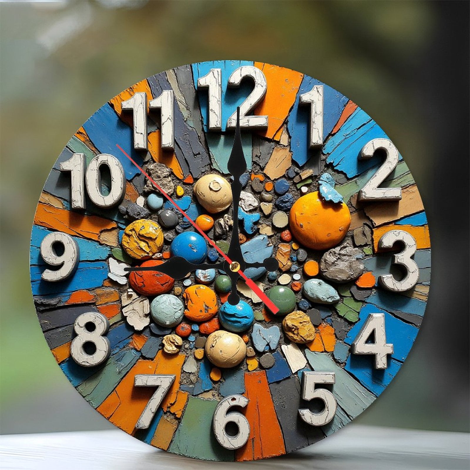 Unique Mosaic Clock Wall Art Home Decor 10-Inch Silent Wooden Wall ...
