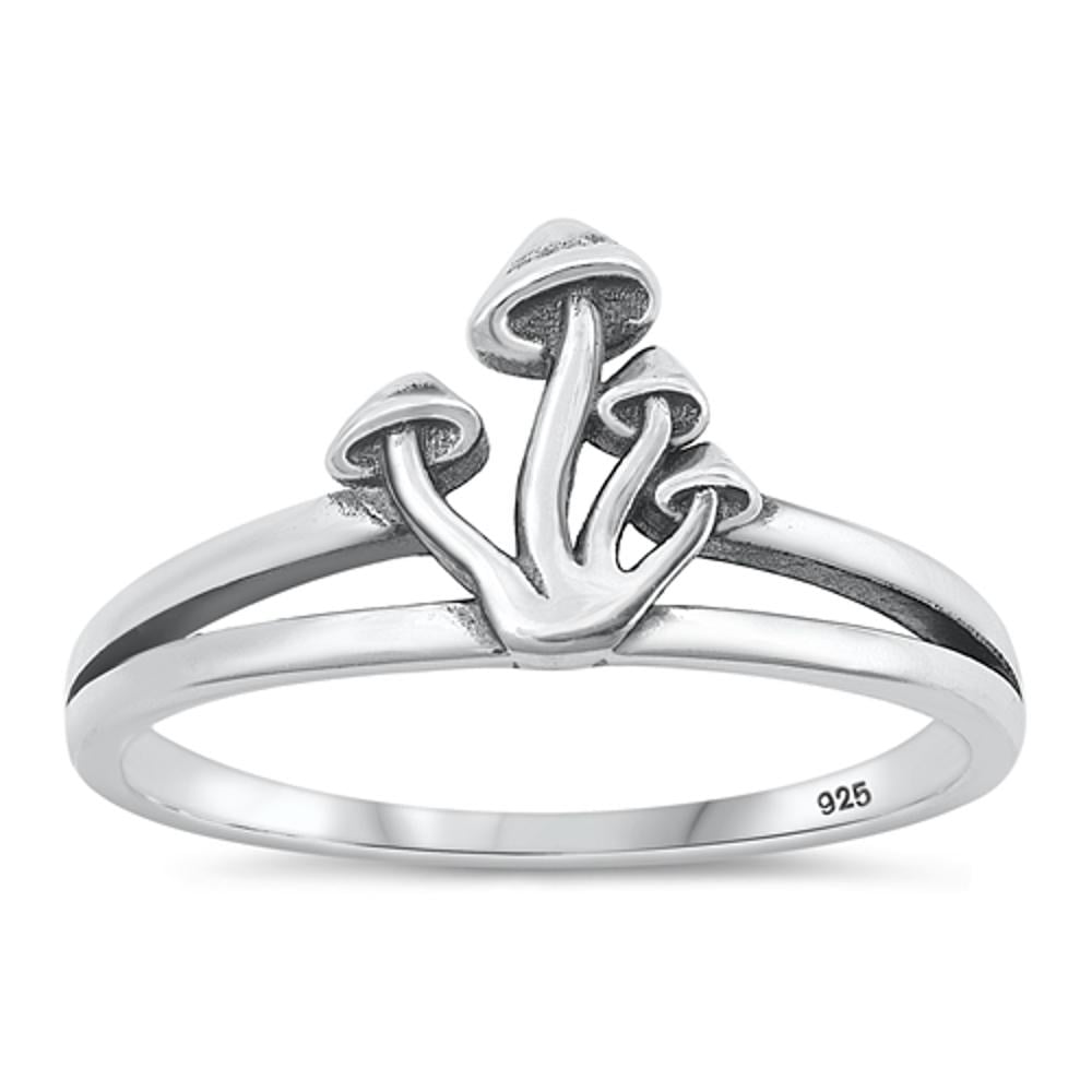 Unique Mushroom Toadstool Ring .925 Oxidized Sterling Silver Band ...
