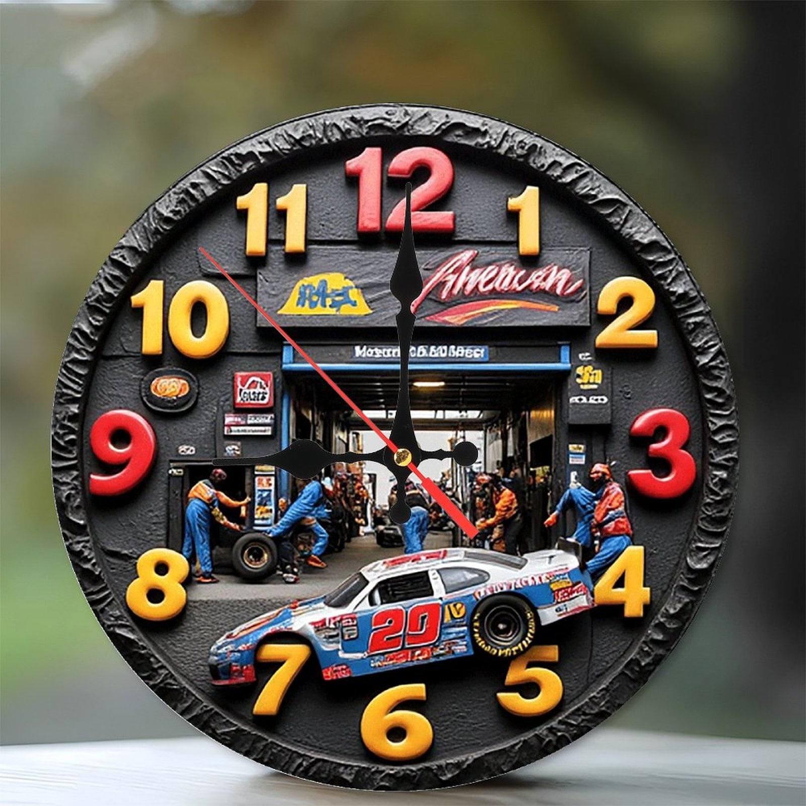 Unique NASCAR Pit Crew Clock Wall Clock 10-Inch Silent Wooden Wall ...