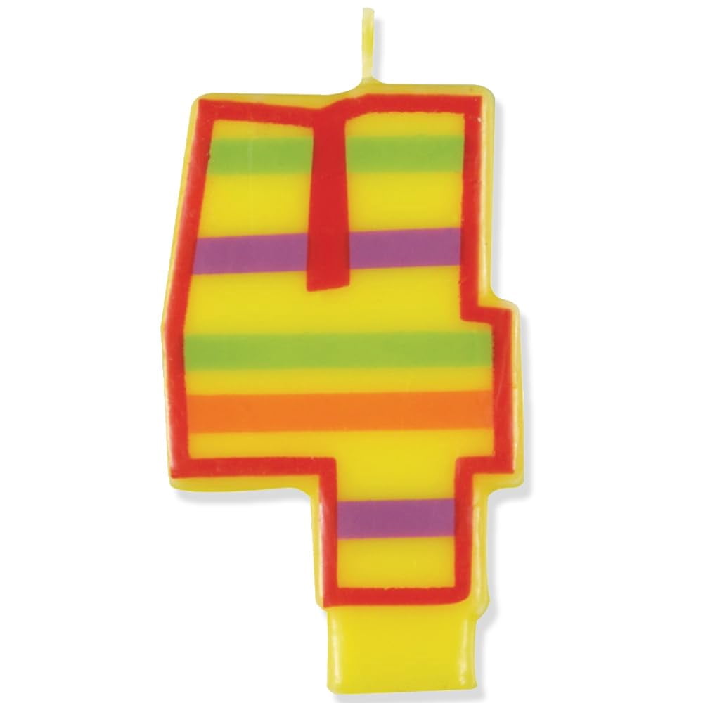 Unique Number 4 Stripe Birthday Candle - Walmart.com