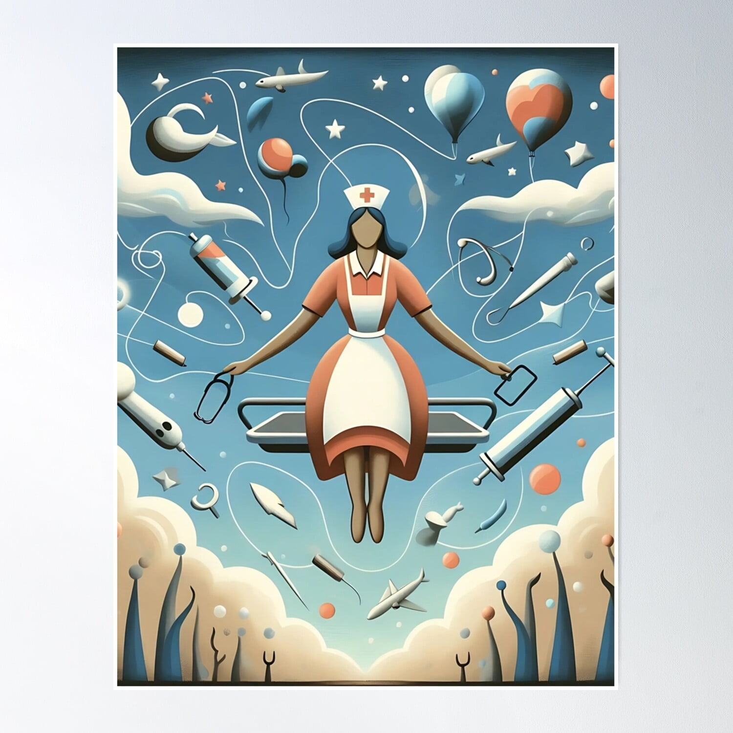 Unique Nurse-Themed Drawings For Healthcare Heroes Poster Wall Art ...