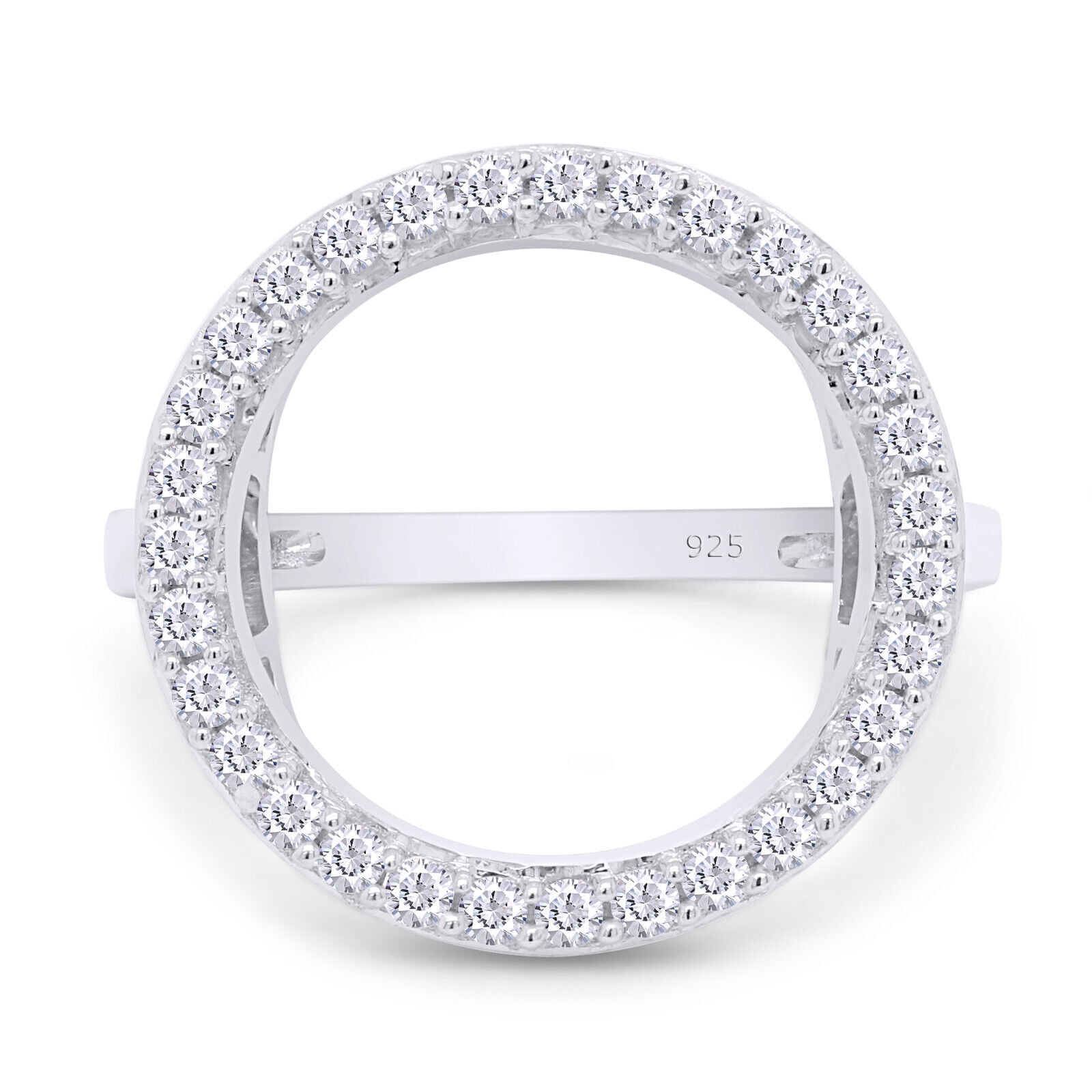 Unique Open Circle Diamond Engagement Ring 1.8 Ct Diamond 14K White ...