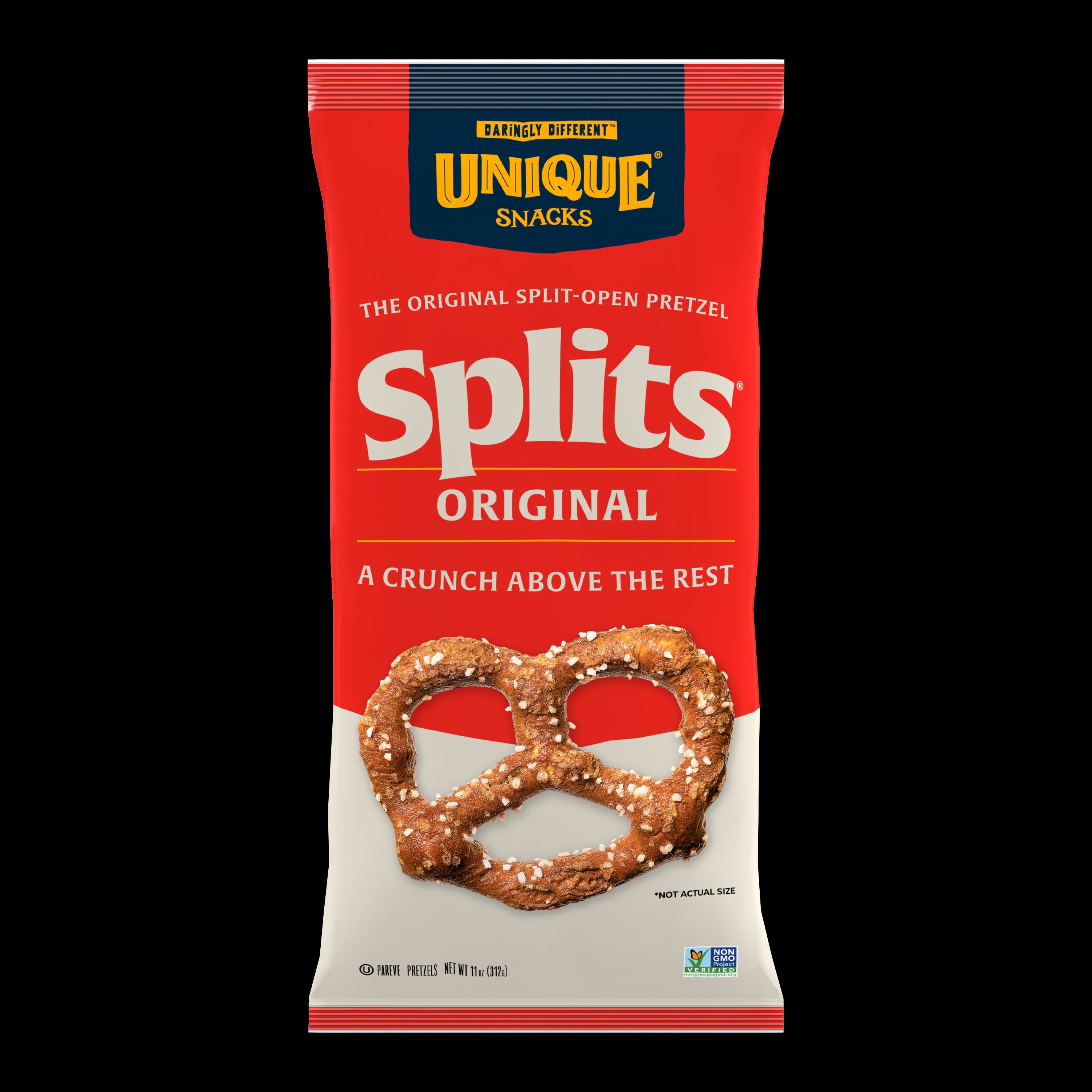 Unique Snacks Pretzels Original Splits 11 oz All Natural with Bubbles ...