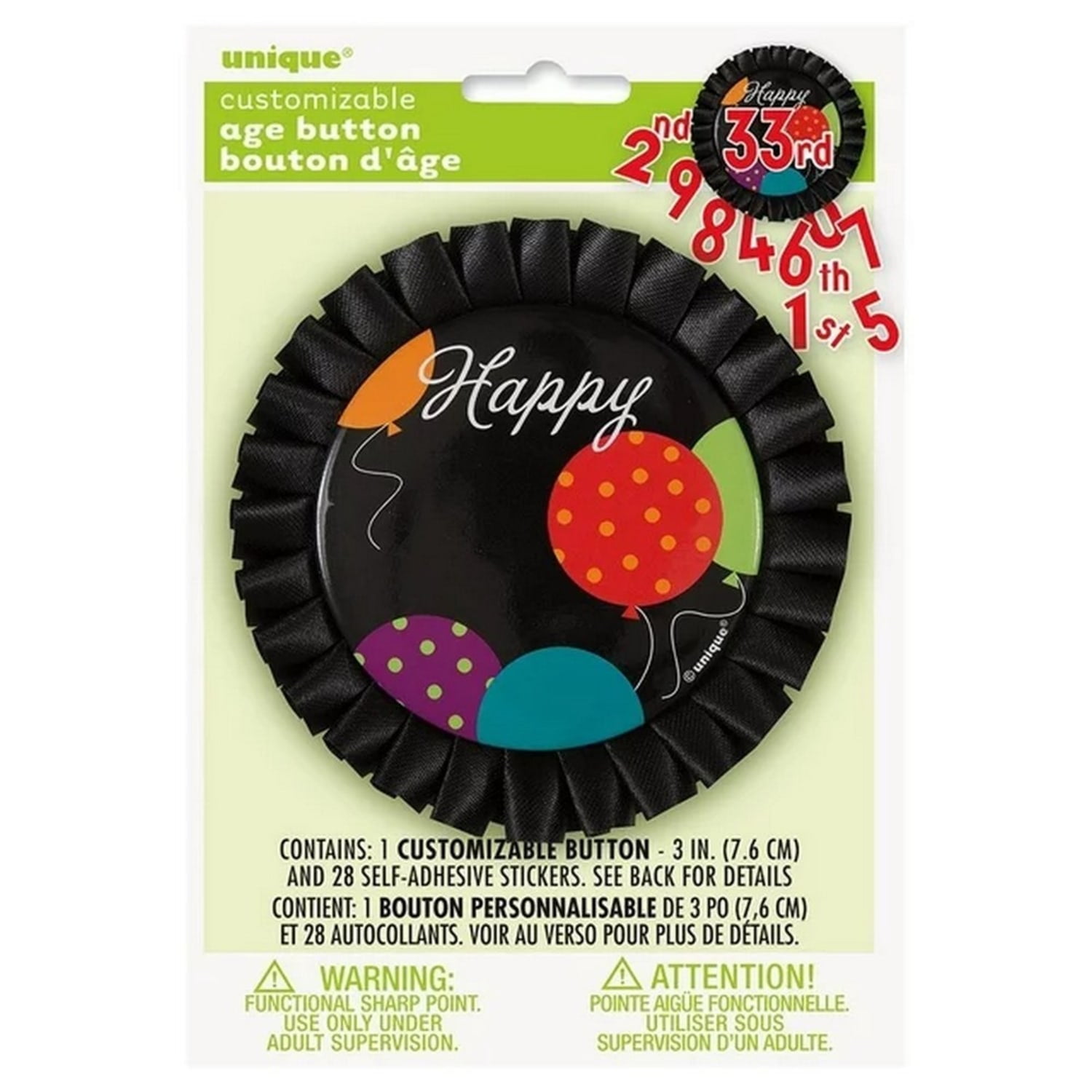 Unique Party Customisable Happy Birthday Button Set - Walmart.com