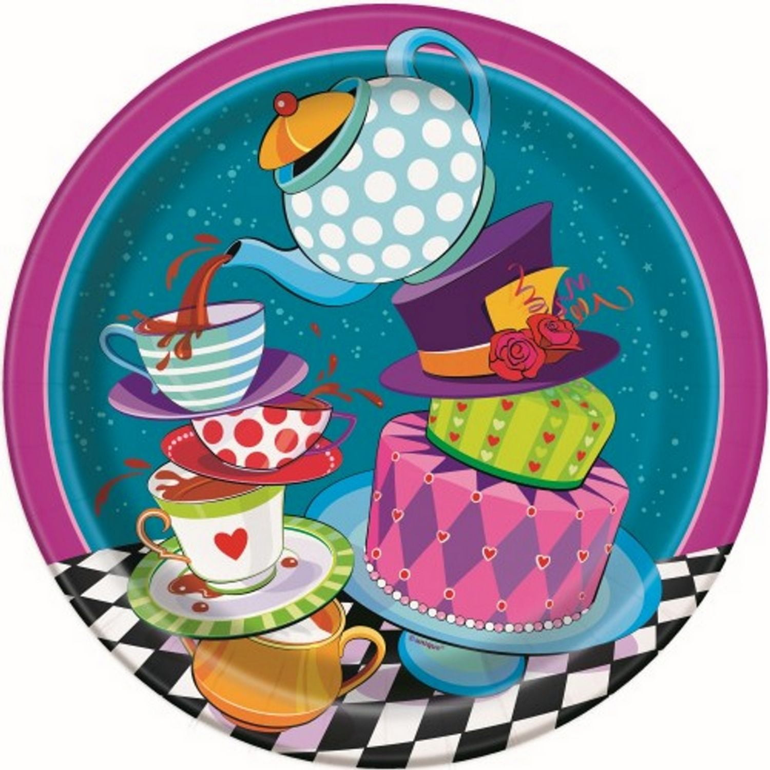 Unique Party Mad Hatters Paper Teapot Party Plates (Pack of 8 ...