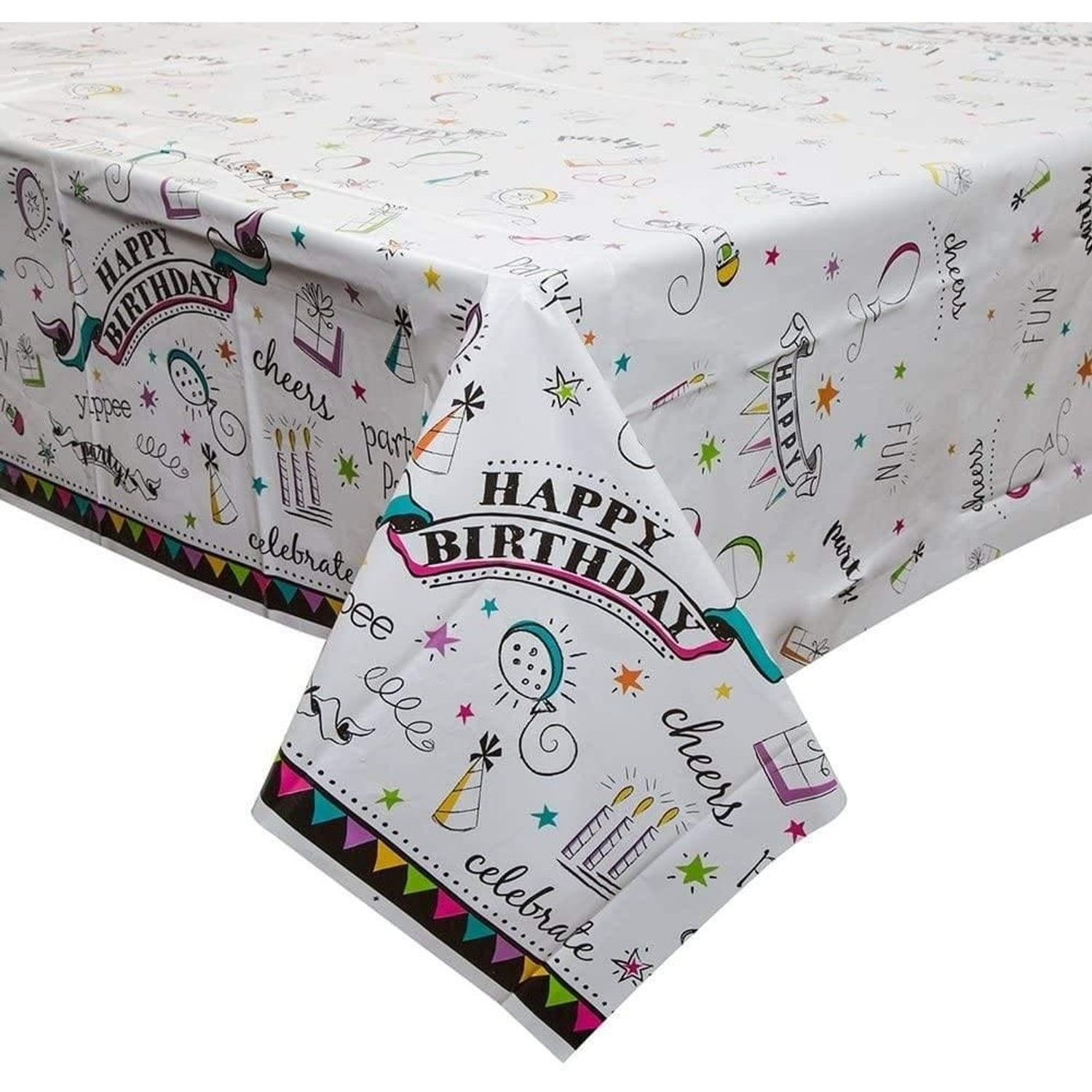 Unique Party Plastic Doodle Happy Birthday Party Table Cover - Walmart.com