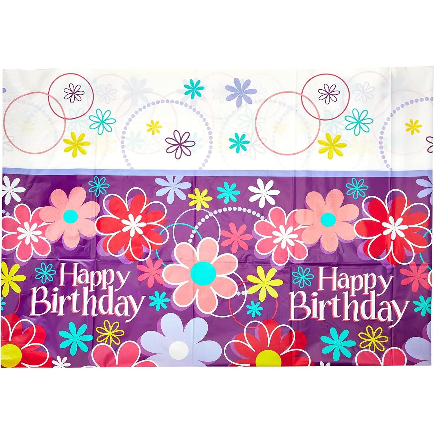 Unique Party Plastic Floral Happy Birthday Party Table Cover - Walmart.com
