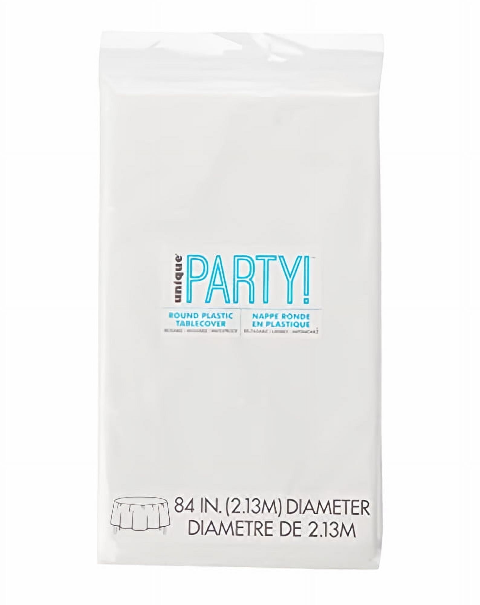 Unique Party White Round Plastic Table Cover 84 inch Diameter (Pack of ...