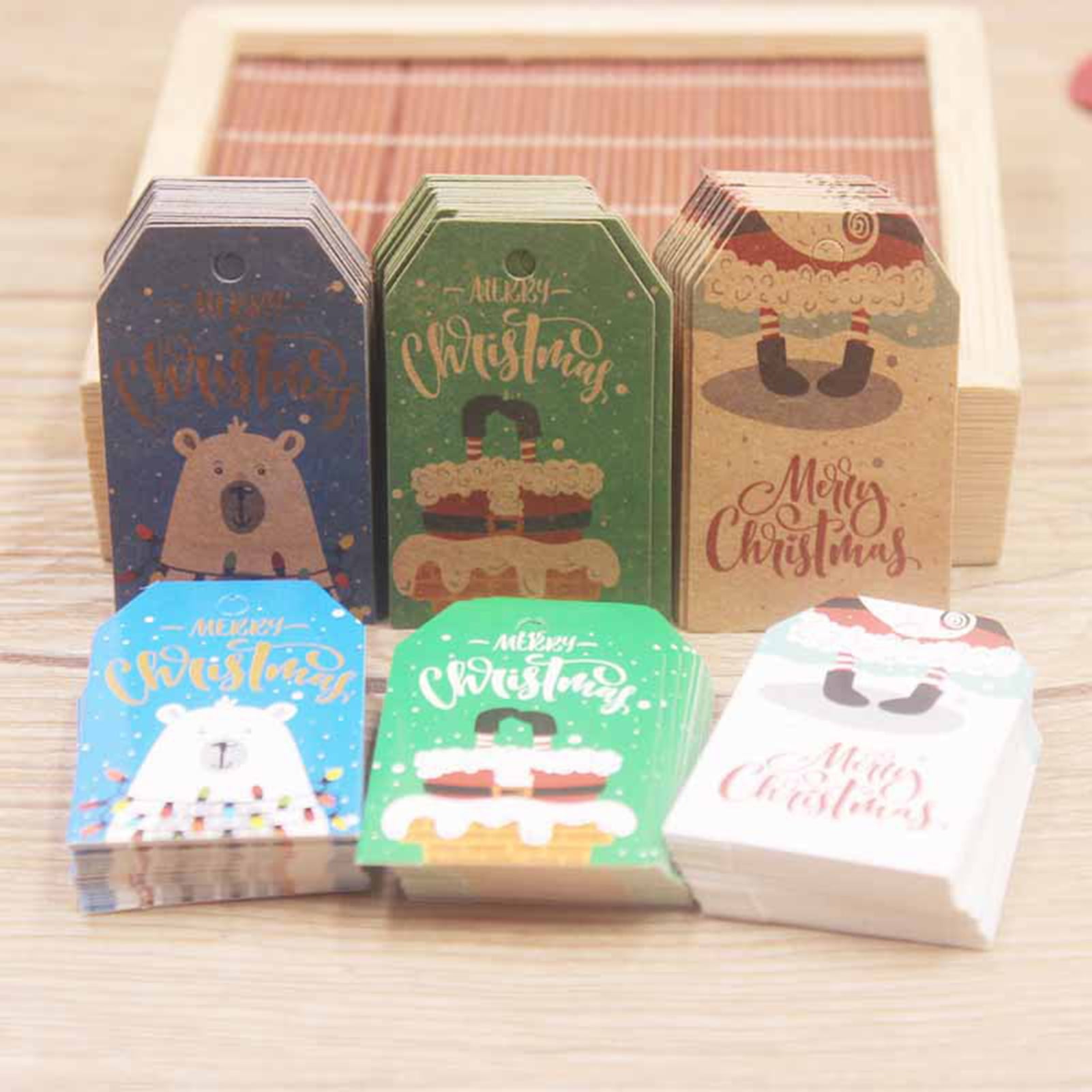 Unique Pattern Paper Gift Labels, Set of 100 Eco-Friendly Christmas ...