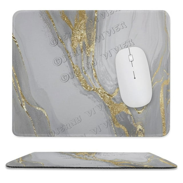 Unique Pattern White and Gold Marble Mouse Pad, 10x12 Inches, Non-Slip ...