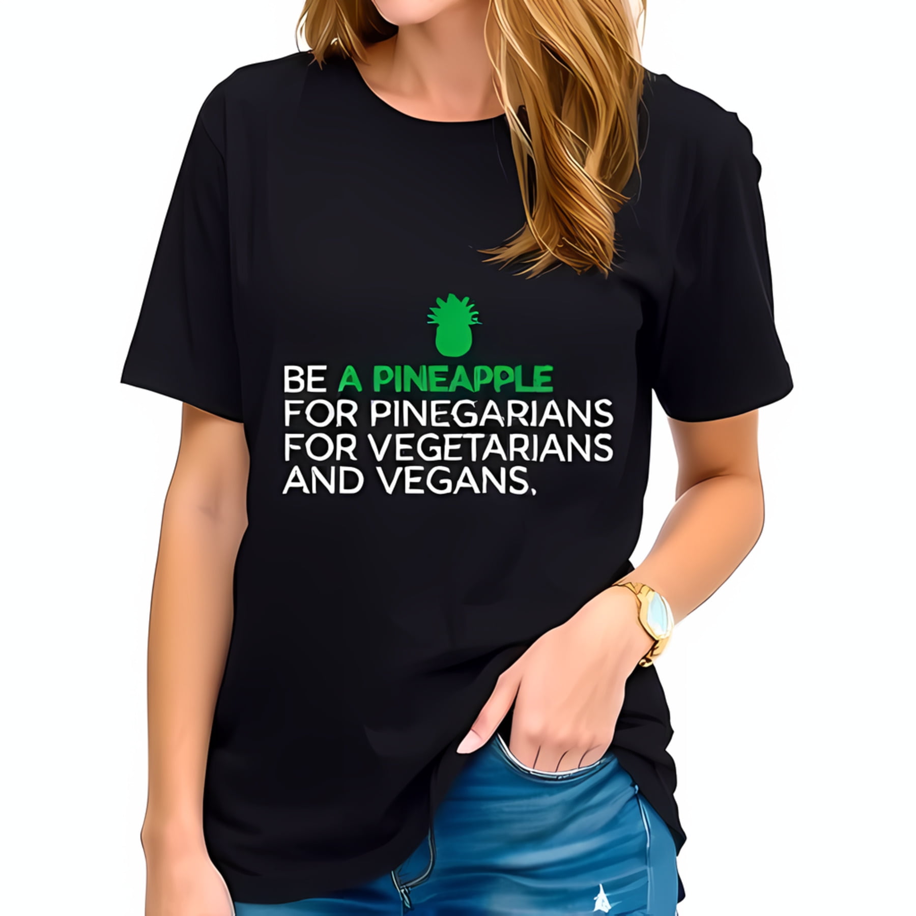 Unique Pineapple Slogan Cotton Short Sleeve T-Shirt for Casual Outings ...