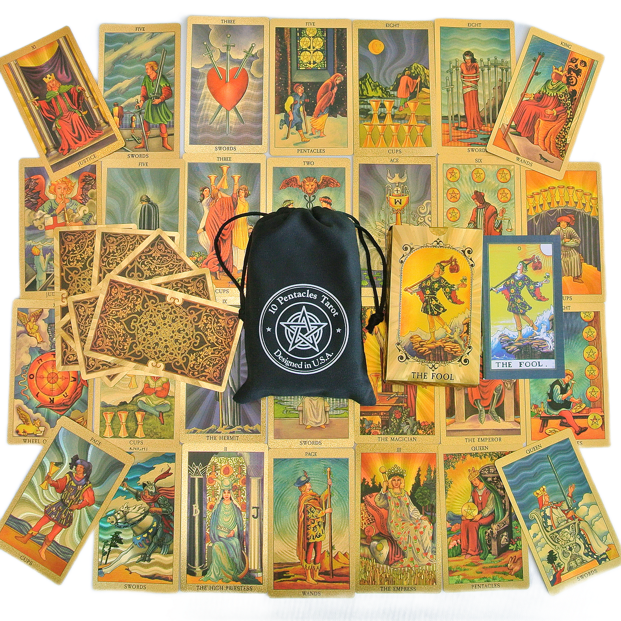 Unique Plastic PVC Waterproof Tarot Deck Gold Foil Tarot Big Size 3"x 5 ...