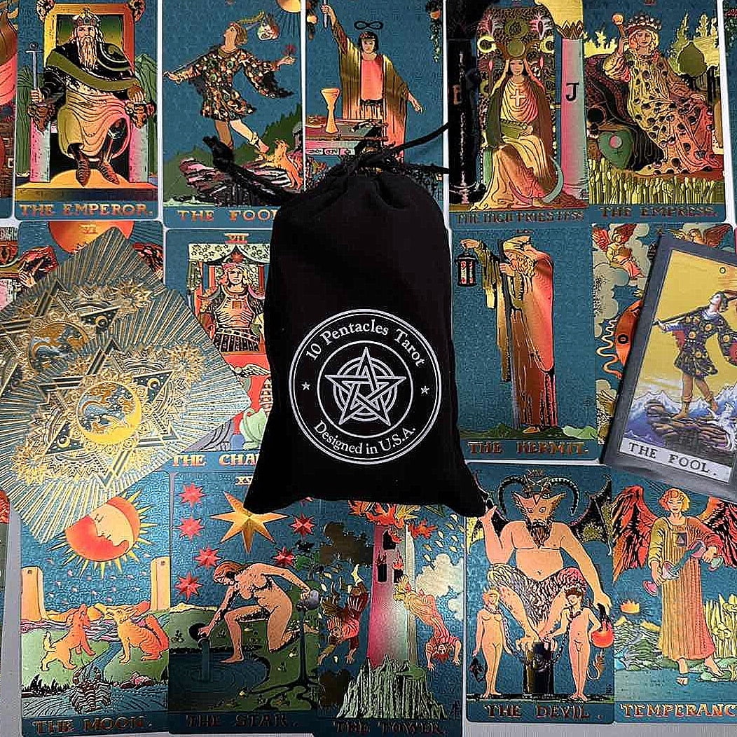 Unique Plastic PVC Waterproof Tarot Deck Sapphire Green Foil Tarot Big ...