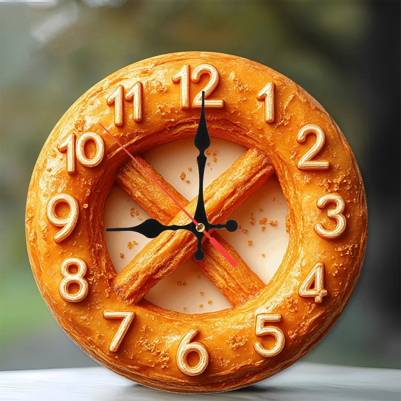 Unique Pretzel Clock Wall Decor 10-Inch Silent Wooden Wall Clock ...