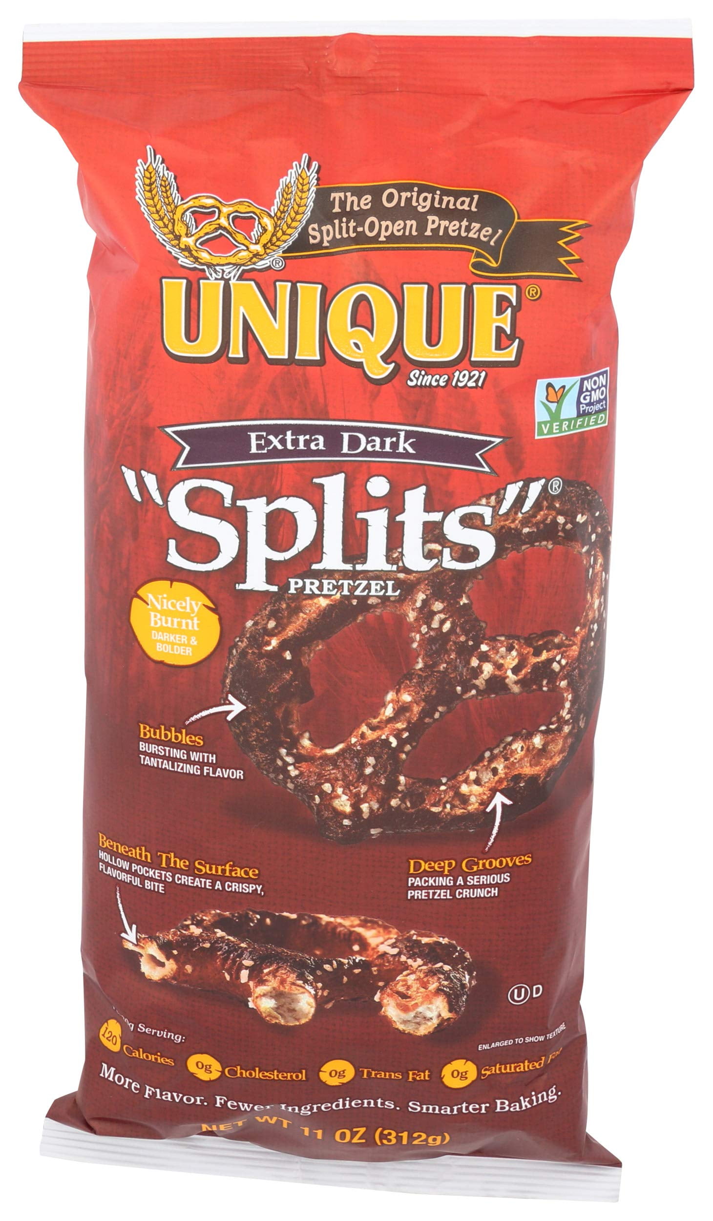 Unique Pretzels Unique Extra IRF13 Dark Splits Pretzels, 11 oz Pack of ...