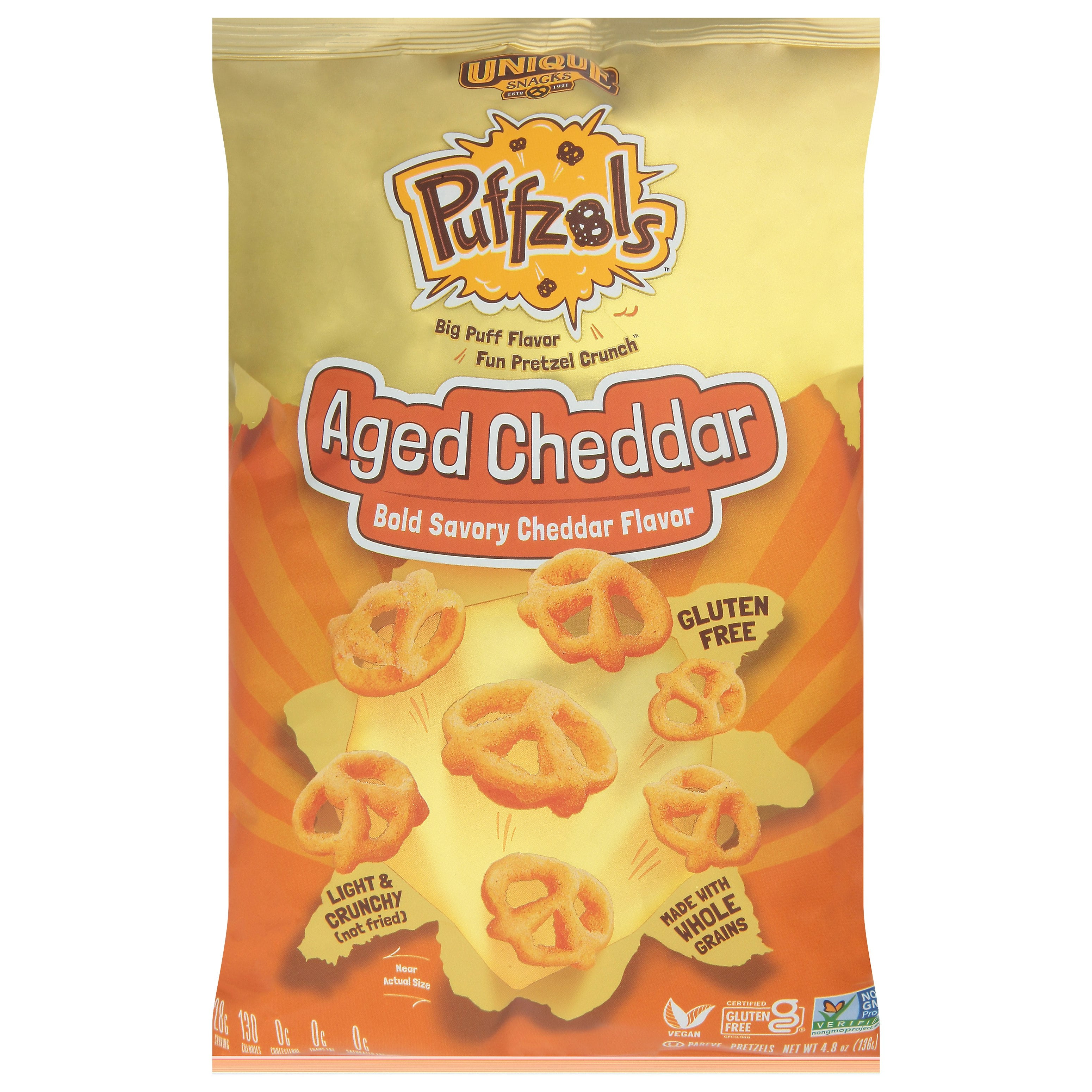 Unique Puffzels Cheddar Aged 4.8 oz (Pack Of 12) - Walmart.com
