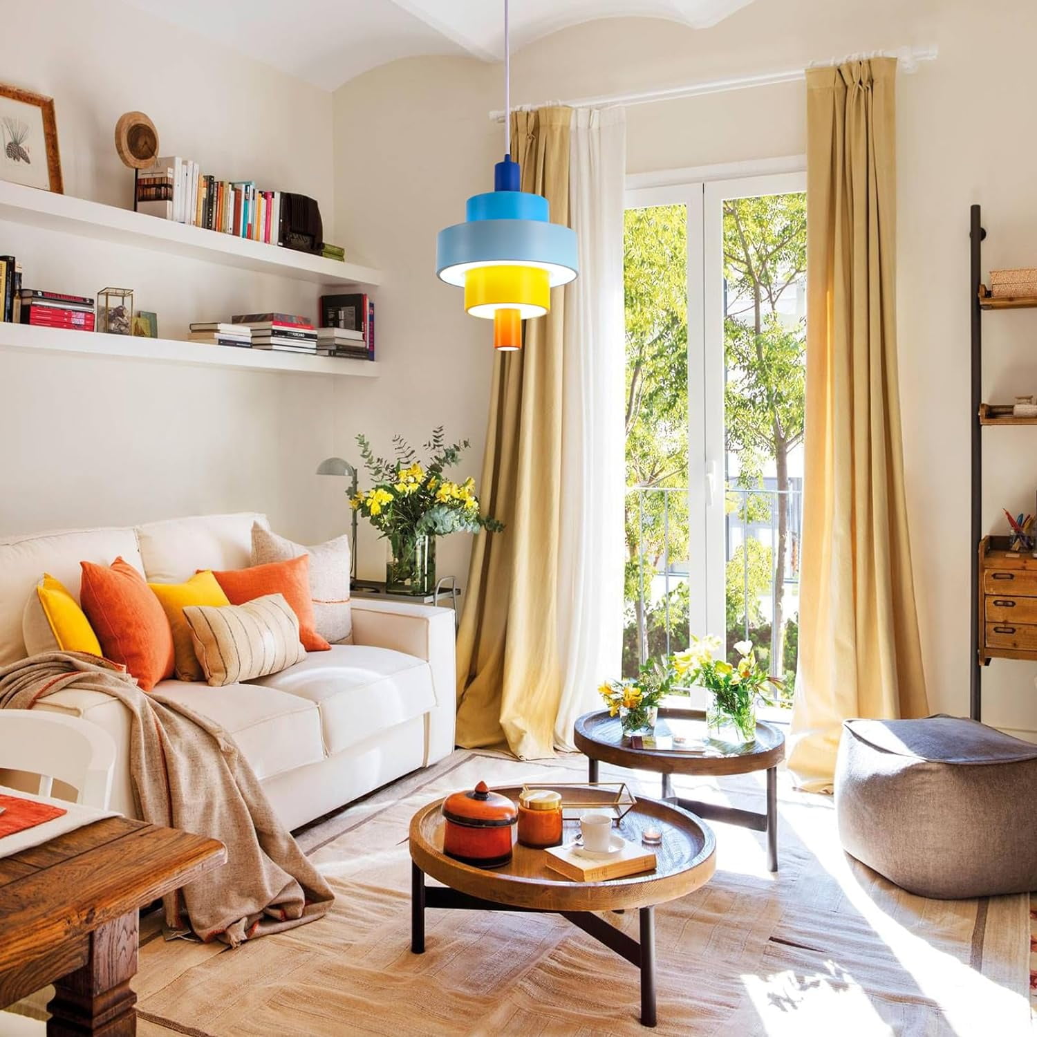 Unique Pyramid Pendant Light Fixtures 5-Ring LED Hanging Lights for ...