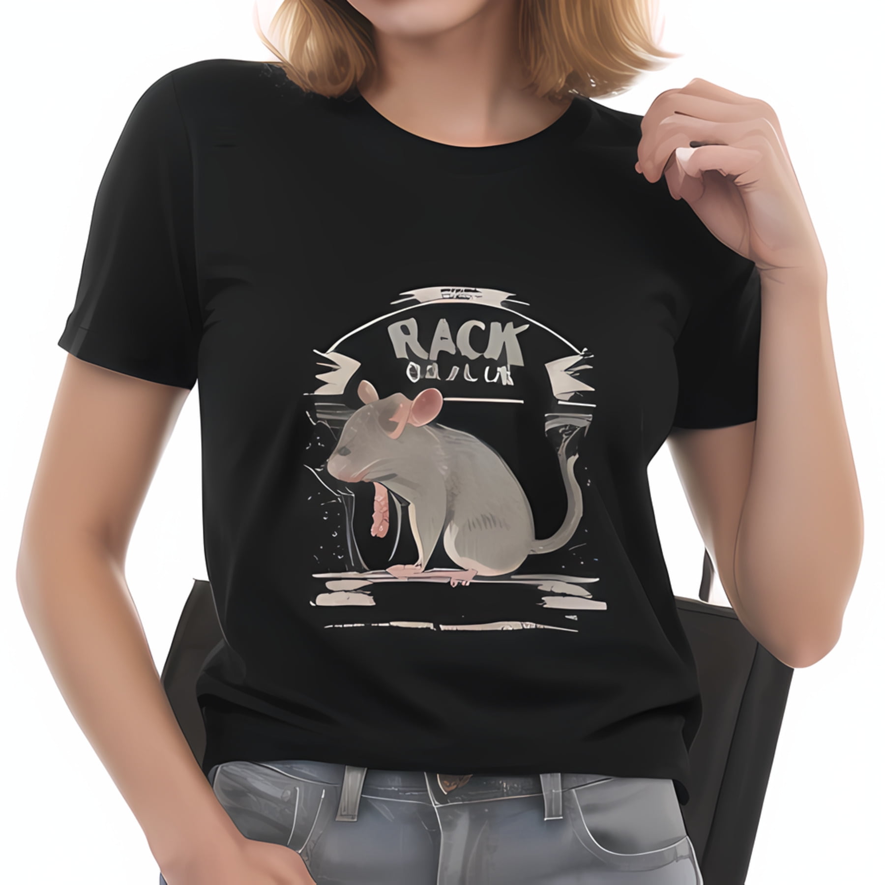 Unique 'RACK' Illustration Black T-Shirt Vintage Typography Simple ...