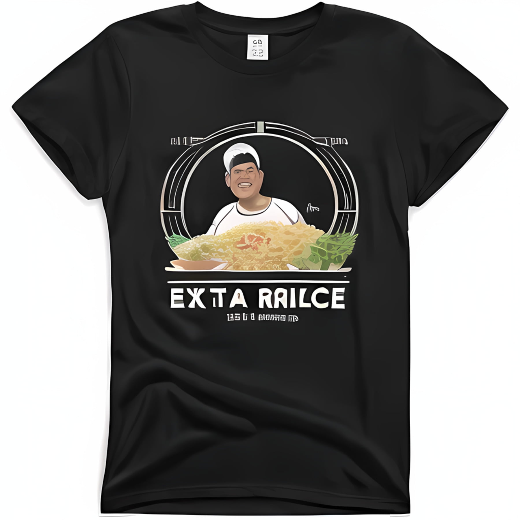 Unique Ramen Extra Spicy Graphic Black T-Shirt Design with Smiling Man ...