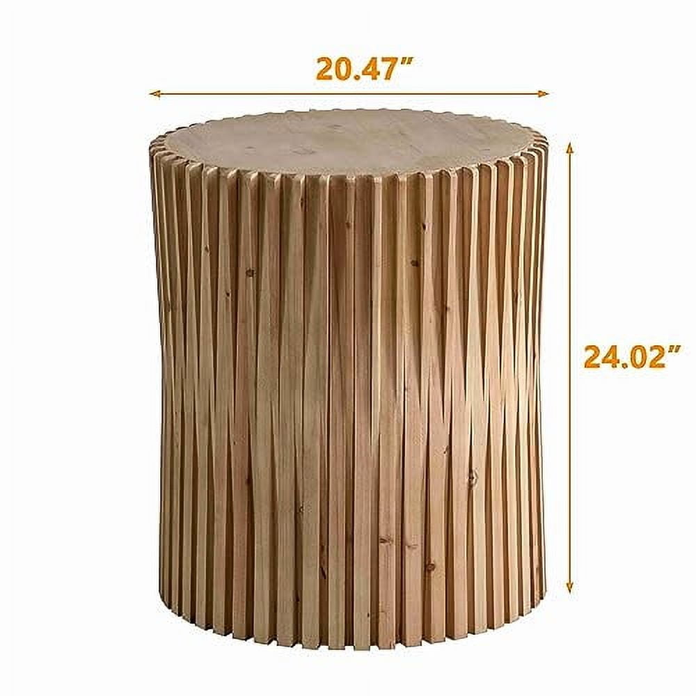 Unique and Retro Design Wood Side Table, Natural Wood Side Table, Round ...