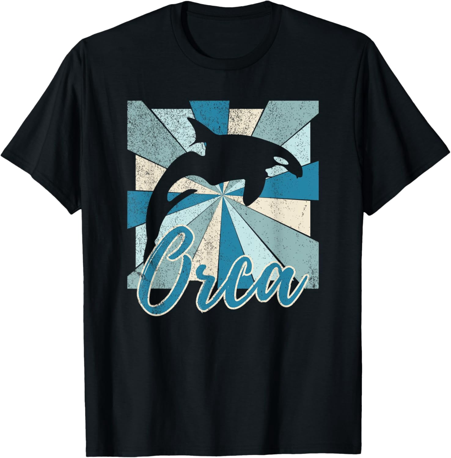 Unique Retro Orca Whale T-Shirt men and women can wear, black, white ...