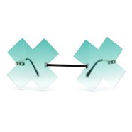 Funky Spider Web Octagon Rimless Gothic Halloween Party Sunglasses Gold ...