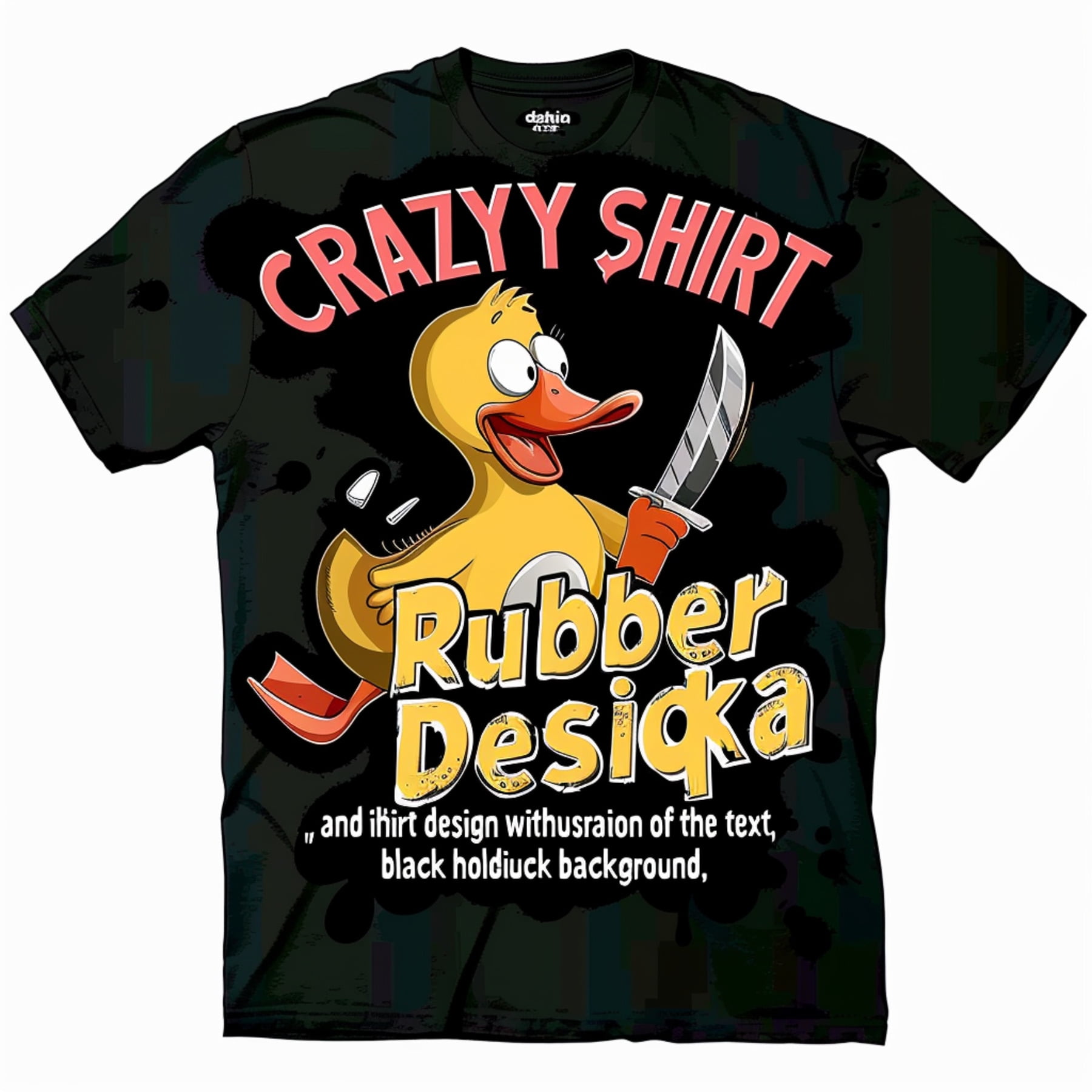 Unique Rubber Duck Knife Design Black TShirt Quirky Tee with 'CRAZY ...