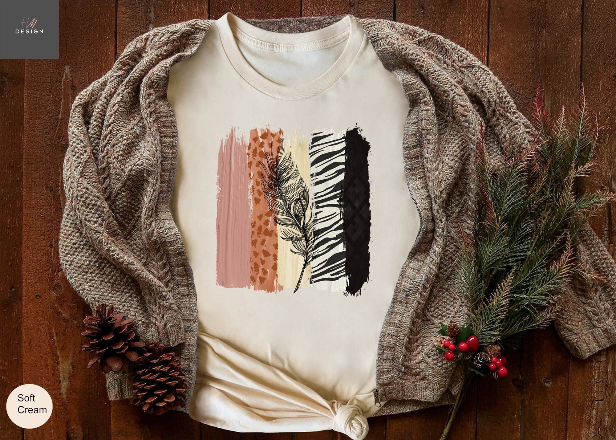 Unique Safari Brush Strokes with Black Feather, Animal Print Design on ...
