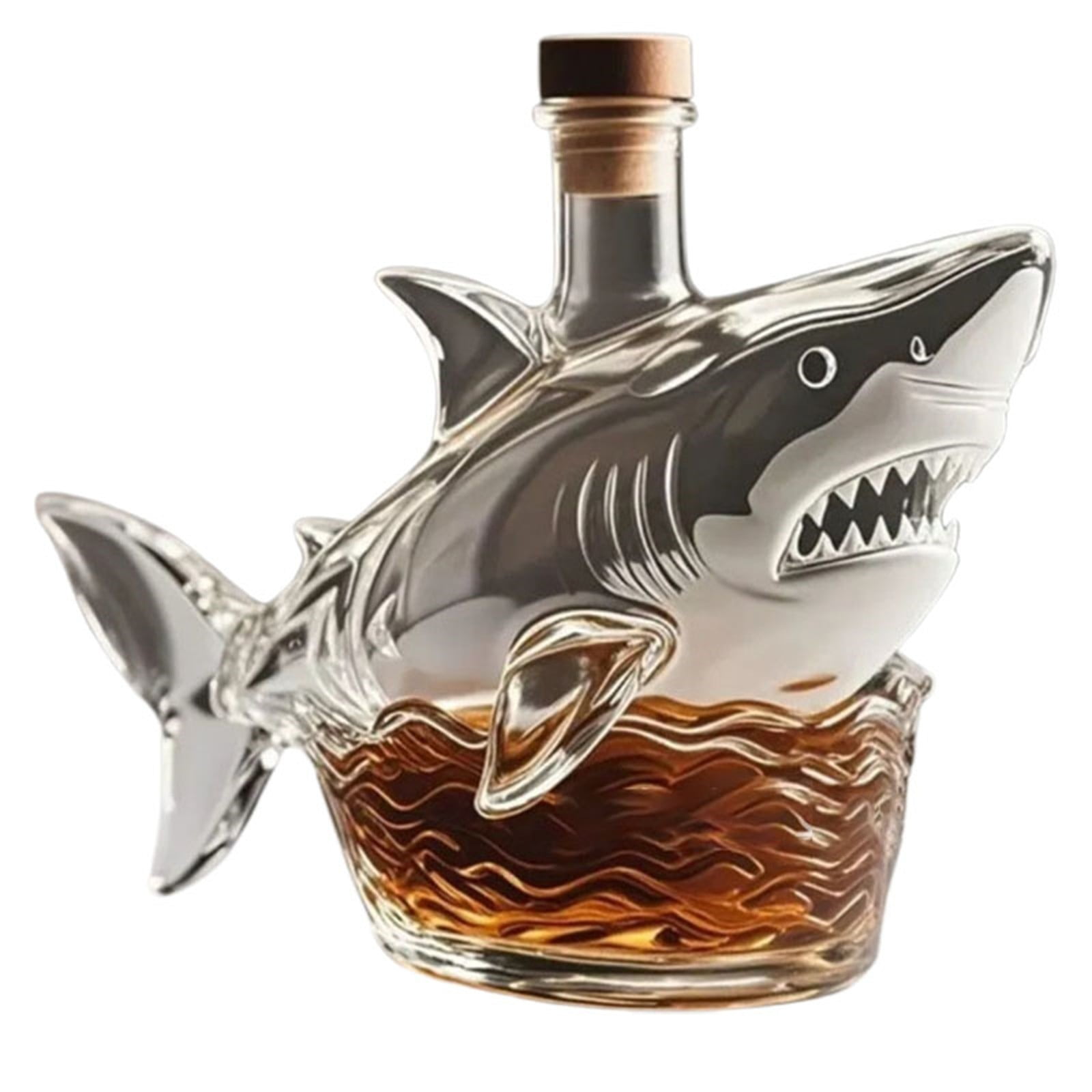 Unique Shark Shaped Whiskey Decanter with Airtight Stopper, Glass ...