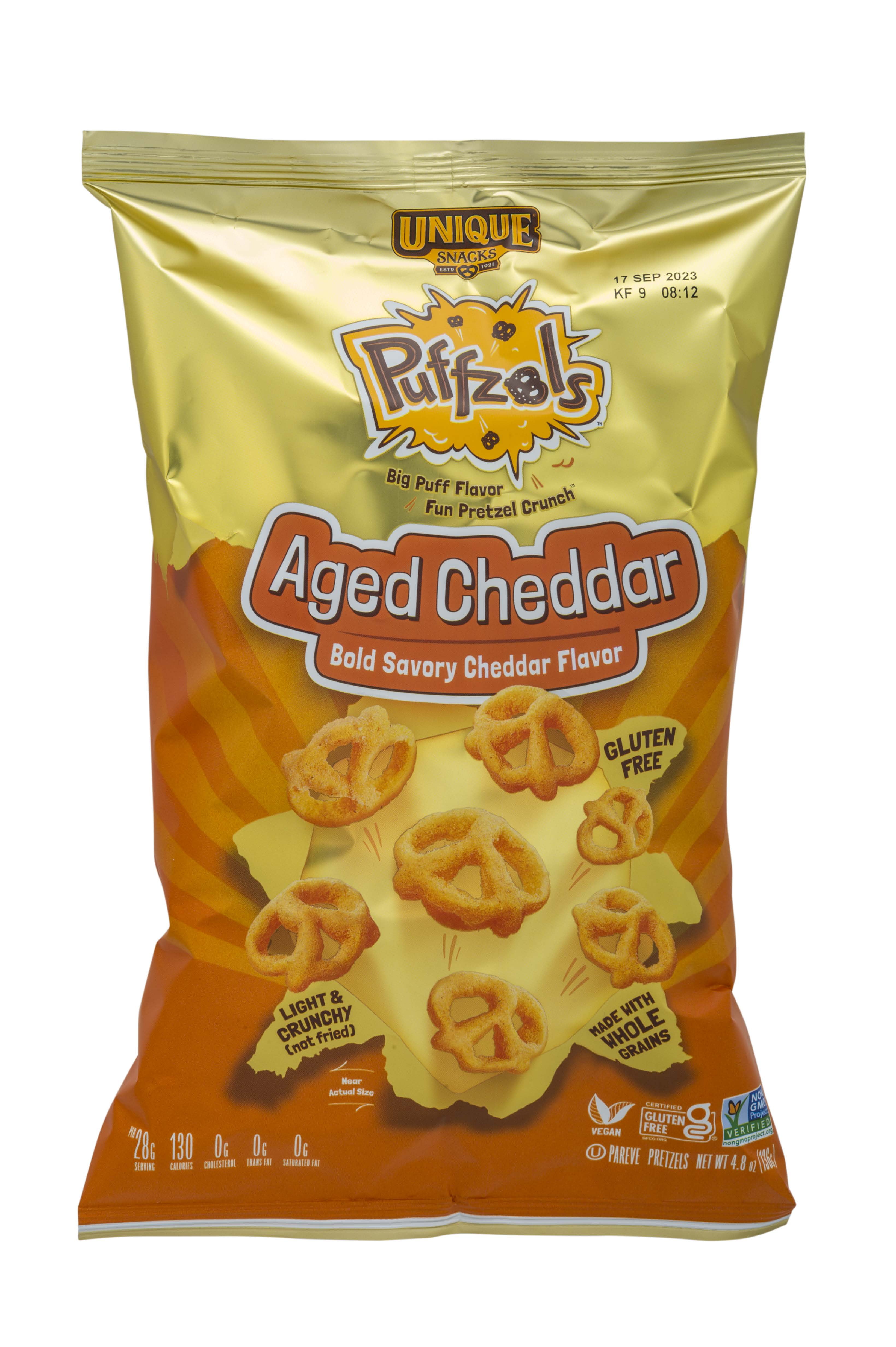 Unique Snacks Puffzels, Aged Cheddar Pretzel Puffs, Crunchy Vegan ...