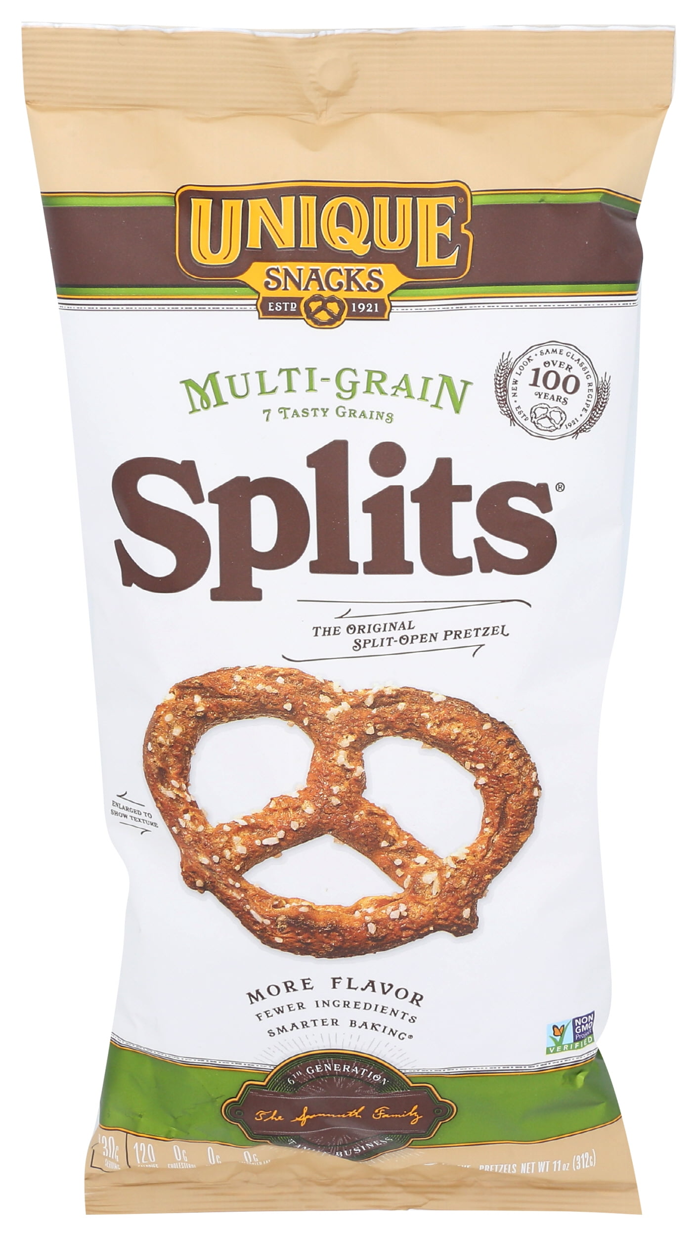 Unique Snacks - Original Multi Grain Splits Pretzels, 11 Oz Bags, Non ...