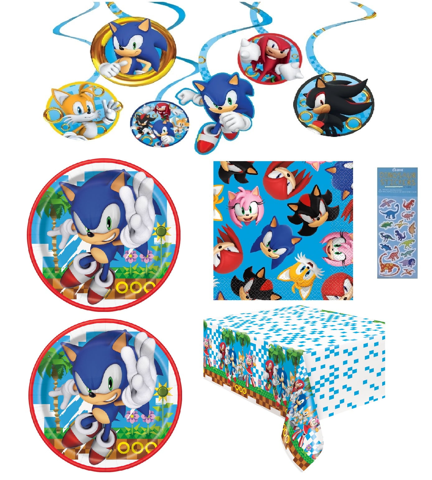 Sonic Theme Birthday Party Decor Set - Includes 16 Plates, Napkins ...