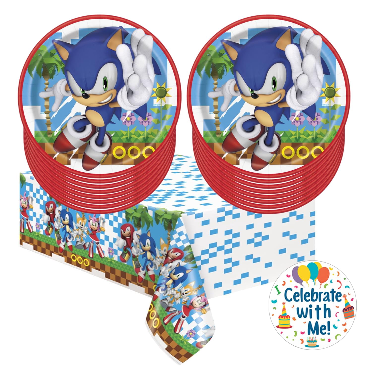Unique Sonic the CORNET Hedgehog Party Supplies Plastic Table Cover and ...
