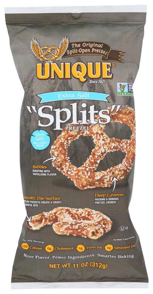 Unique Pretzels Extra Salt Splits Pretzels, 11 Oz - Walmart.com