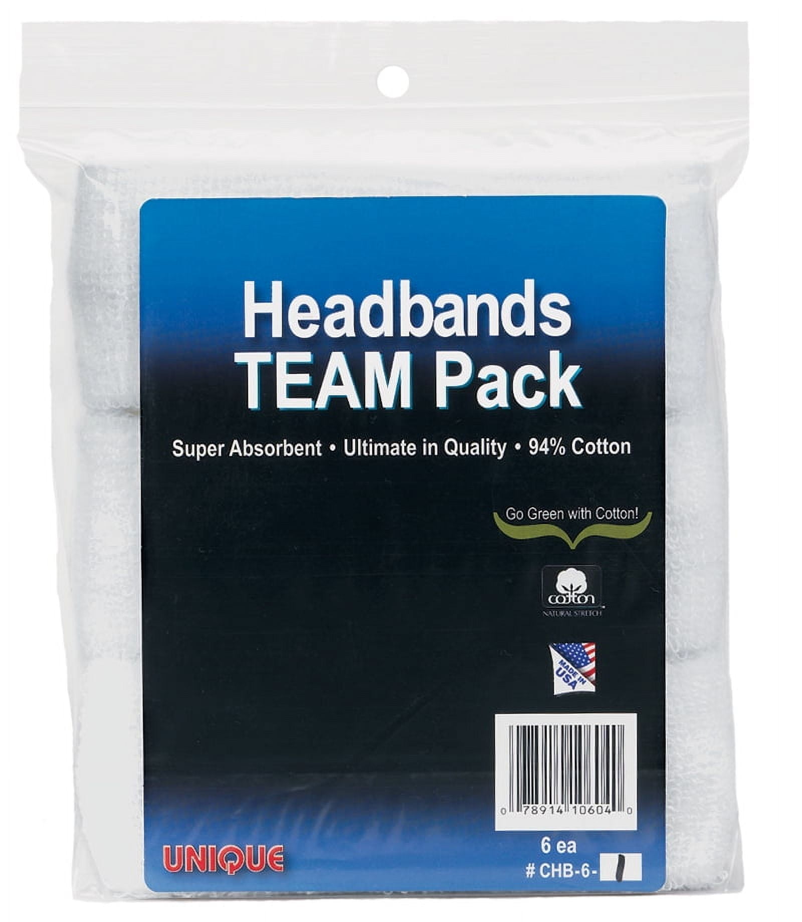 Unique Sports Headbands Team Pack of 6 (White) - Walmart.com