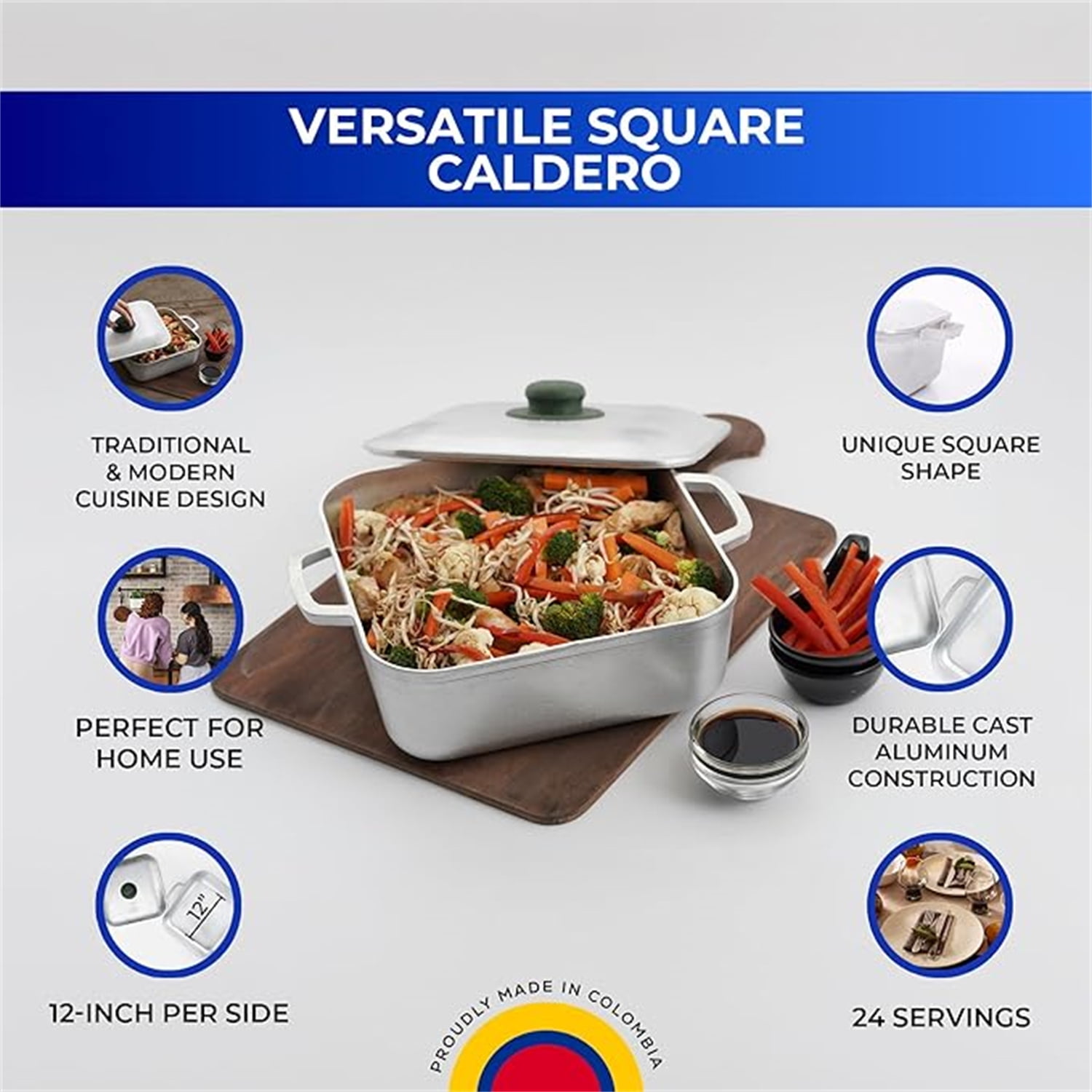 Unique Square (9 Quart - 24 Cups), Stainless Aluminum Pot, Oven Safe ...