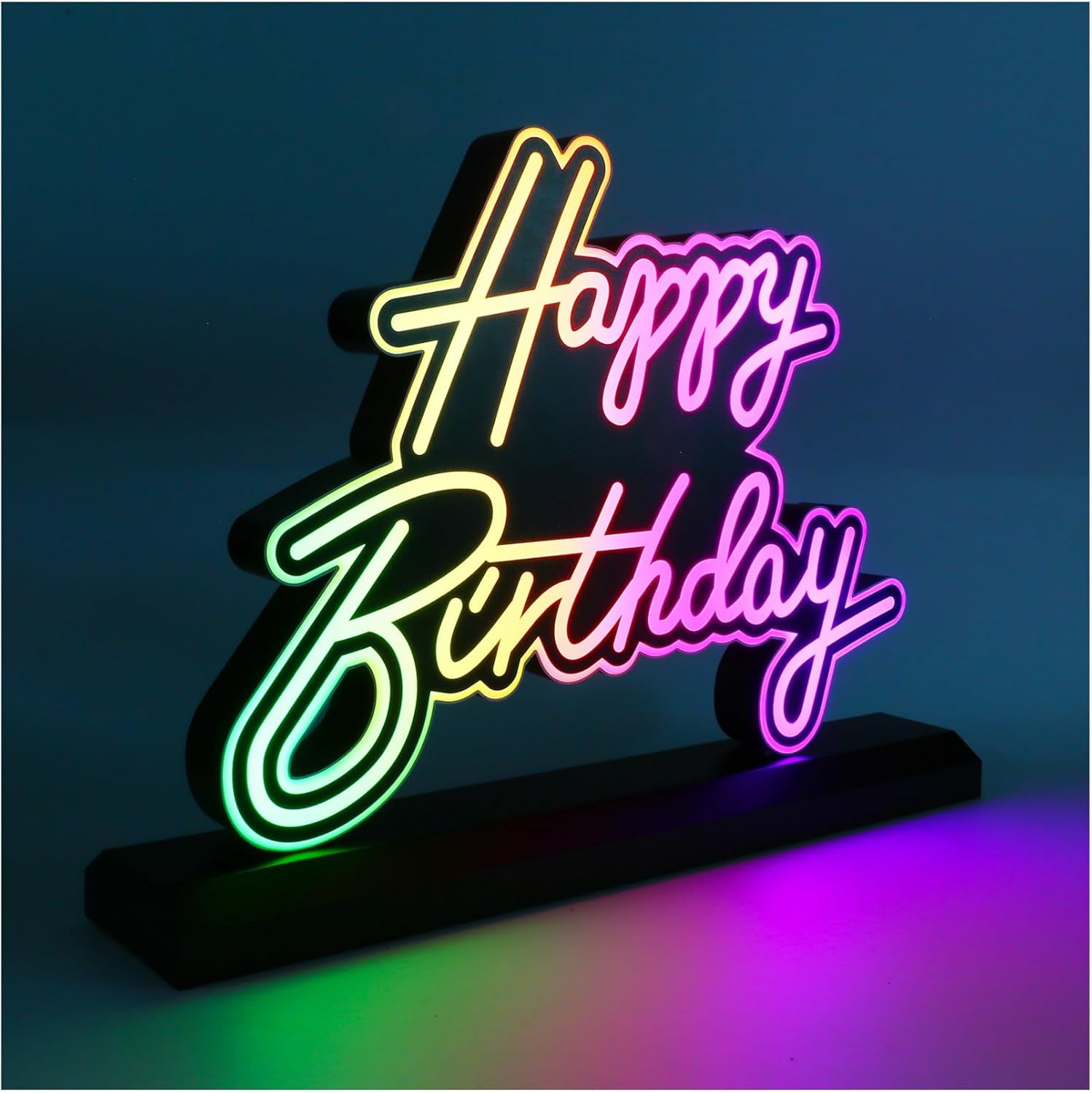 Unique Standable RGB Color Changing LED Happy Birthday Sign, 14"x10 ...