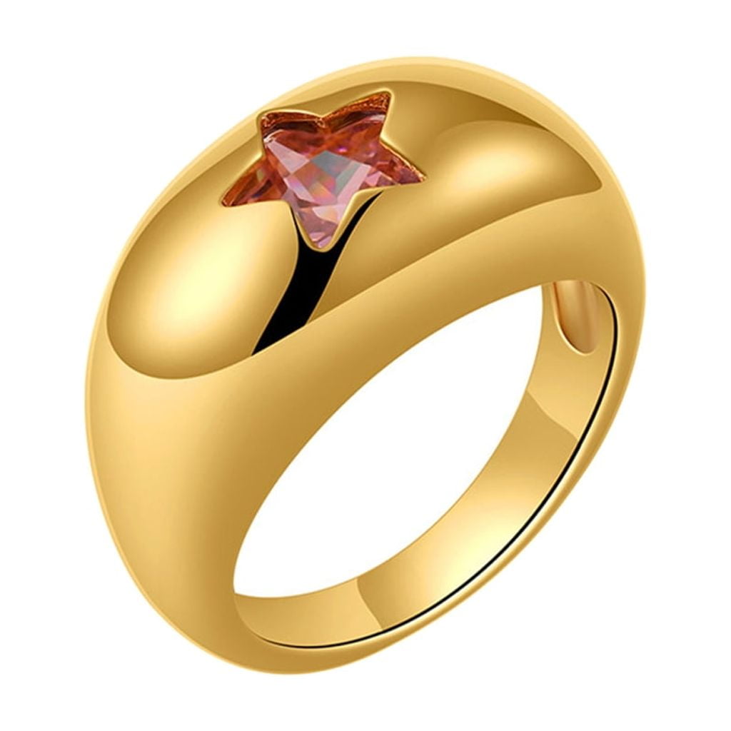 Unique Star Pattern Daily Wear Rings Copper Texture Stylish Women Cubic ...