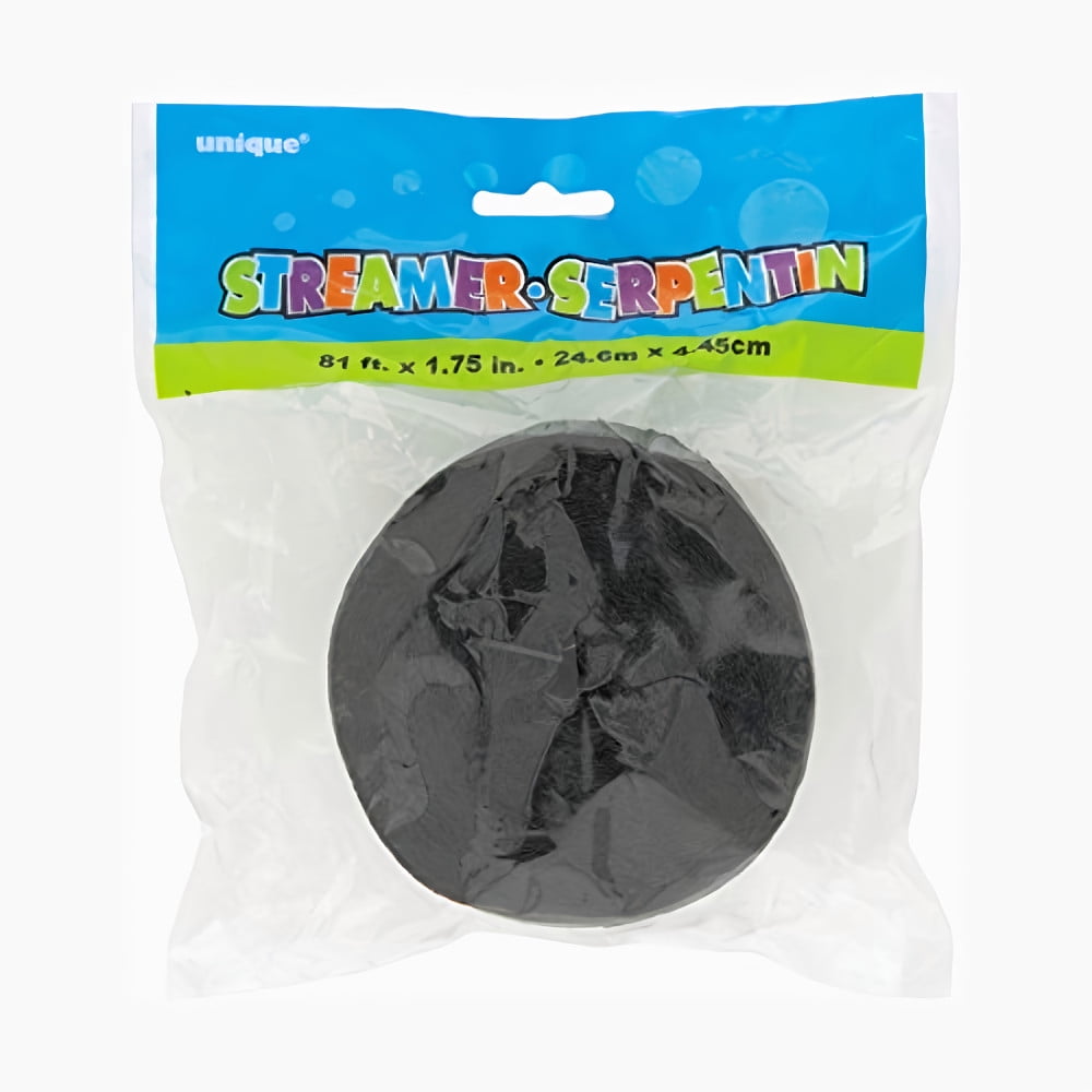 Unique Streamer Serpentin Solid Black Party Streamers (Pack of 5 ...