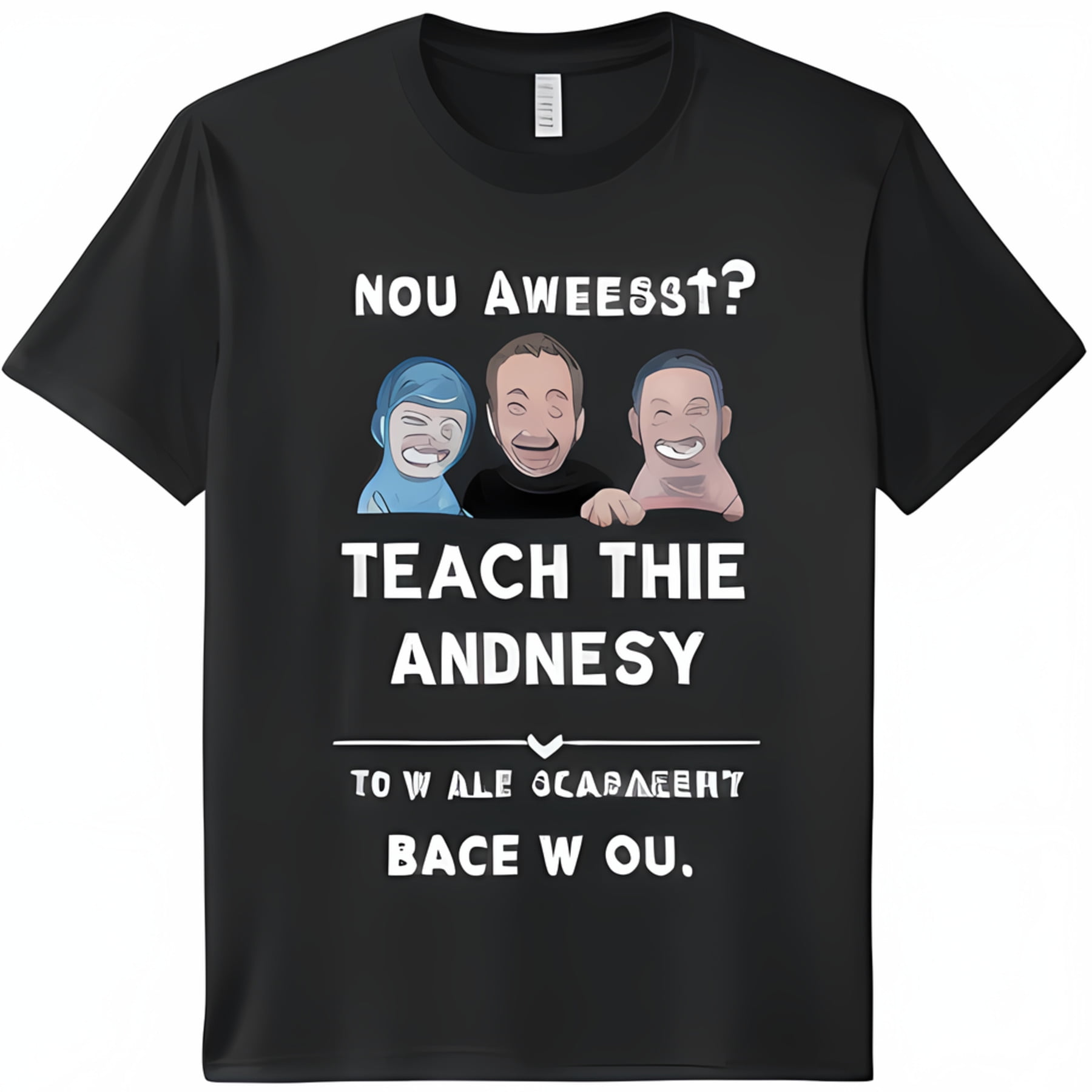 Unique T-Shirt Design Featuring Diverse Smiling Men on Black Background ...