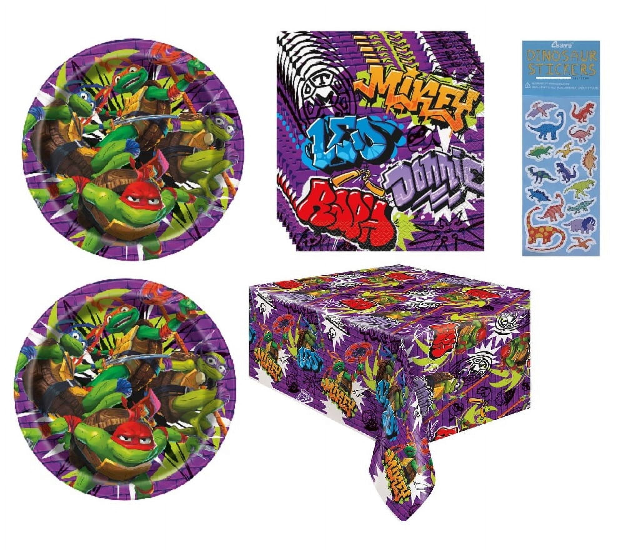 TMNT Birthday Party Bundle: 16 Plates, Napkins, 1 Table Cover, 1 ...